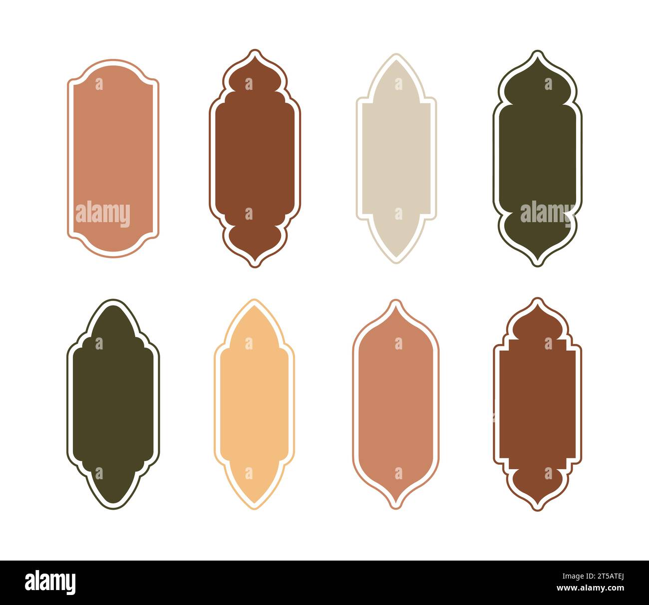 Islamic windows in oriental style. Set of arabic arches and doors in ...