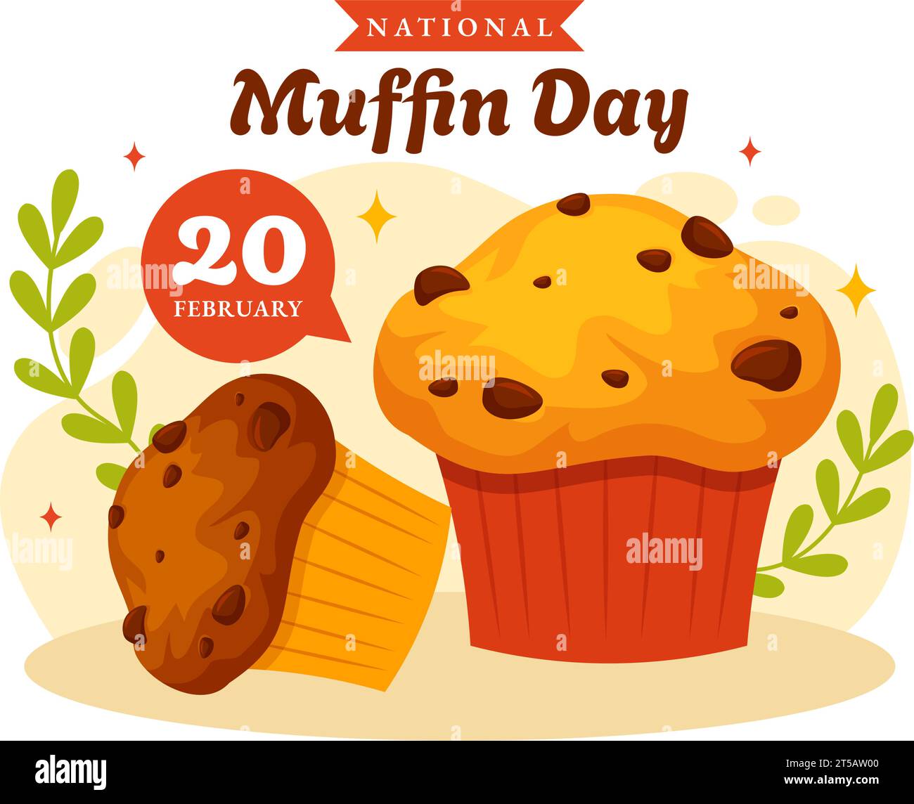 National Muffin Day Vector Illustration on February 20th with Chocolate ...