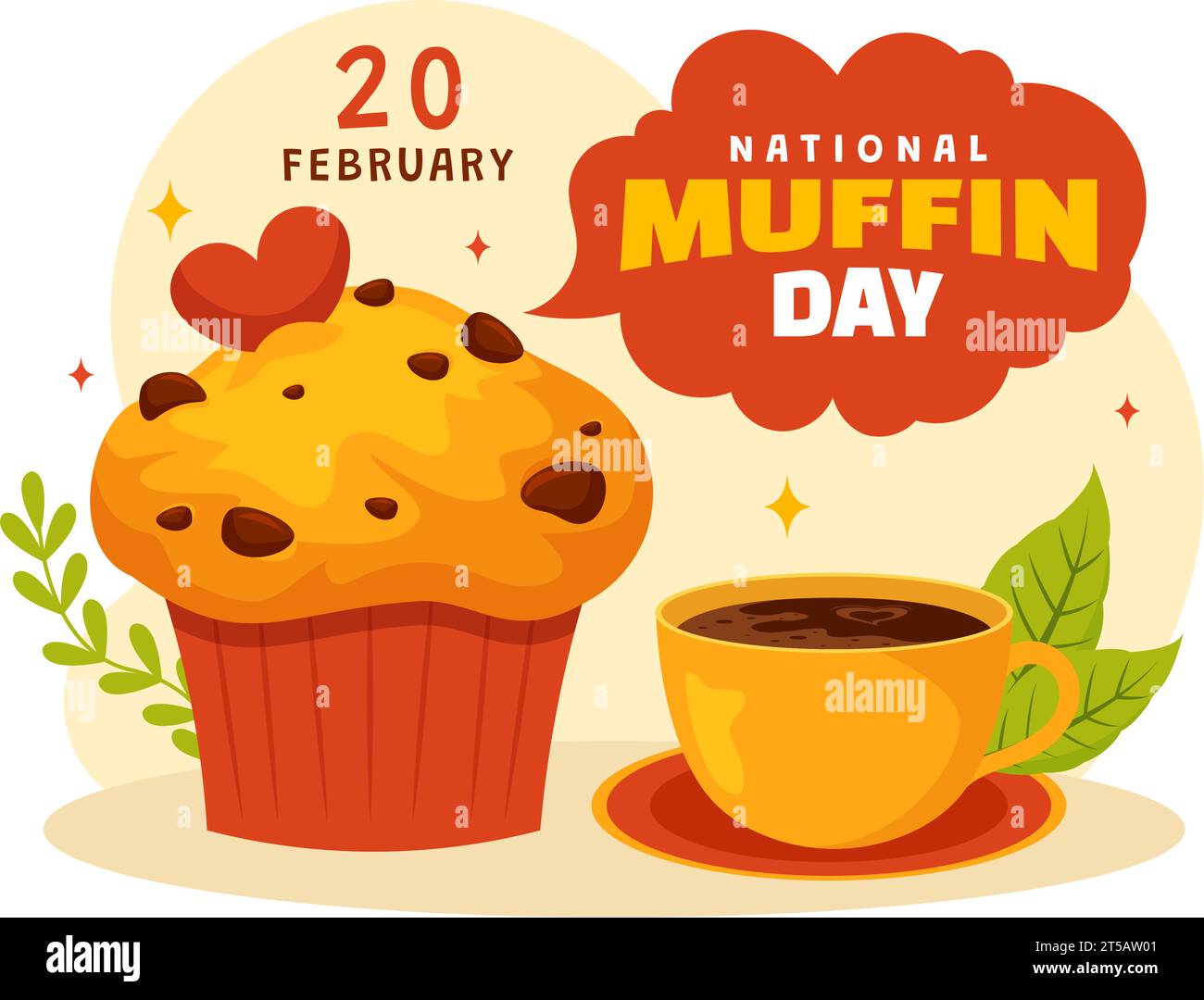 National Muffin Day Vector Illustration on February 20th with Chocolate ...