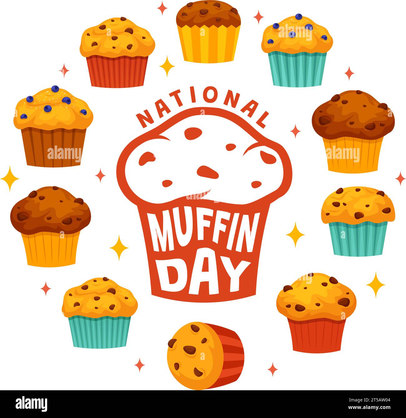 National Muffin Day Vector Illustration on February 20th with Chocolate ...
