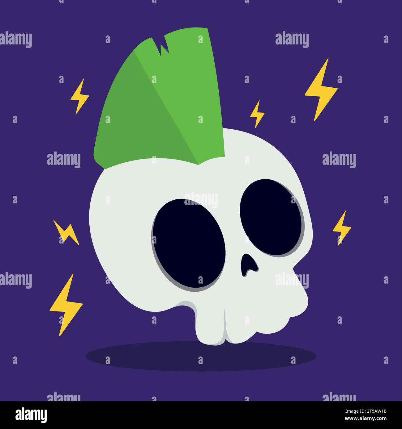Isolated cute skull with punk hair style Vector Stock Vector Image ...