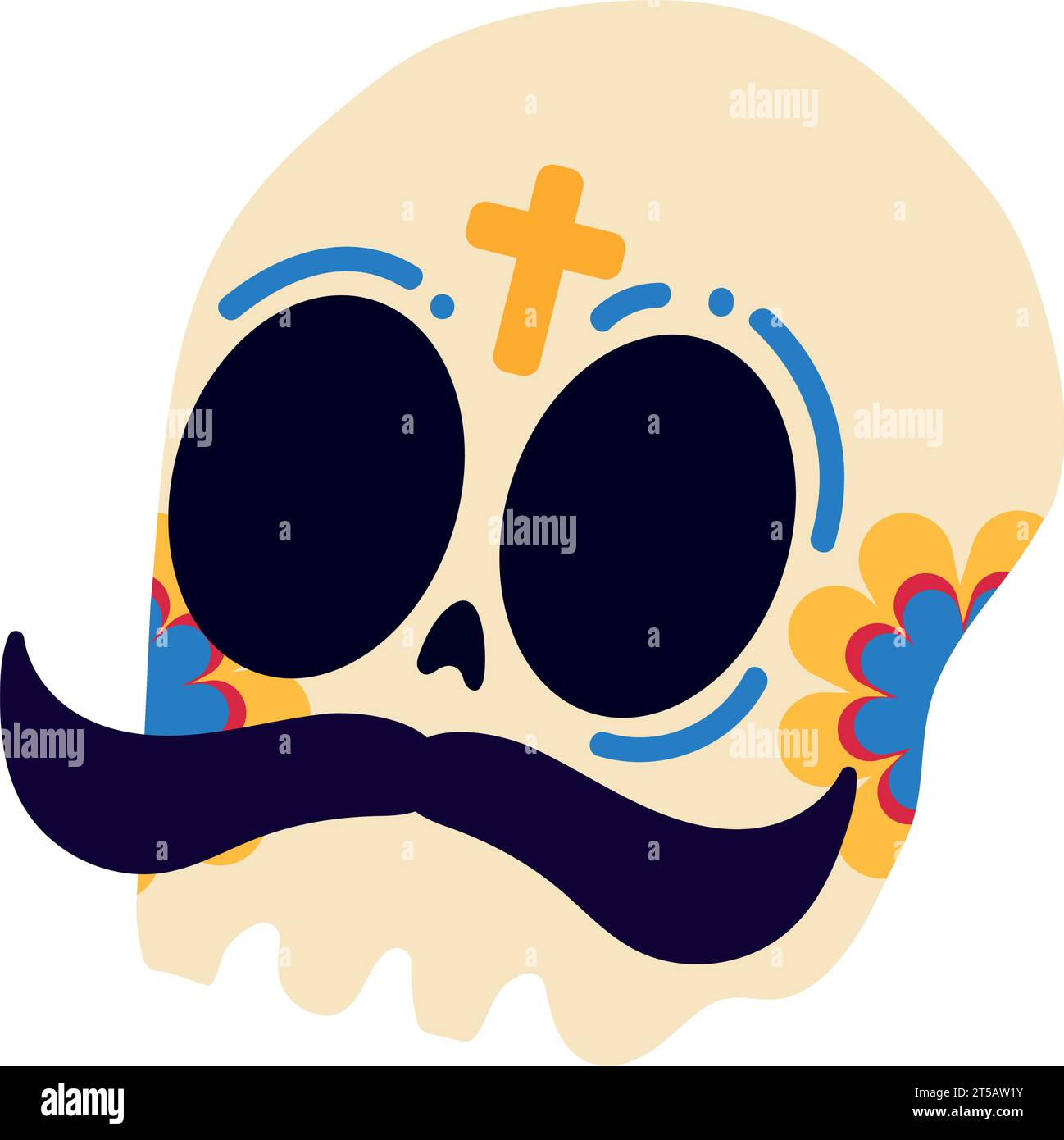 Isolated cute skull with a mustache Vector Stock Vector Image & Art - Alamy
