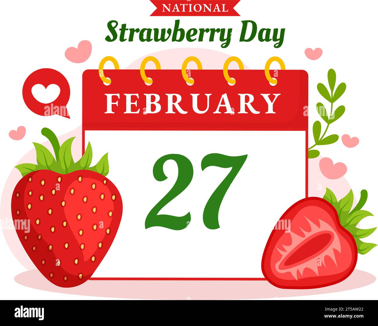 National Strawberry Day Vector Illustration on February 27 to Celebrate ...