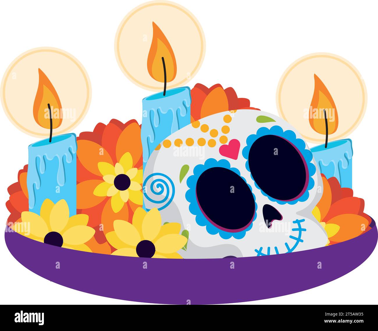 Bowl with a skull and flowers Vector Stock Vector Image & Art - Alamy