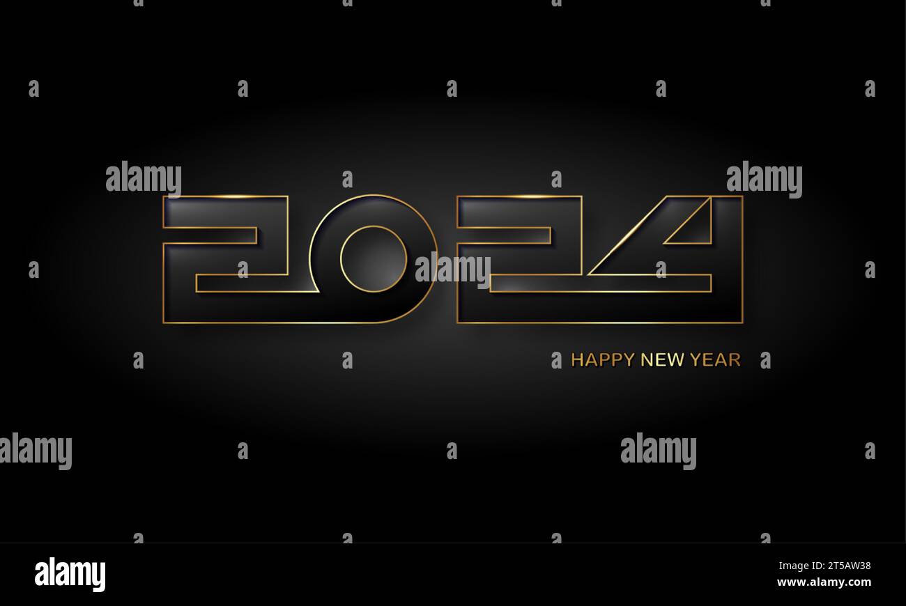 New year 2024 gold numbers. Decorative greeting card 2024 happy new ...