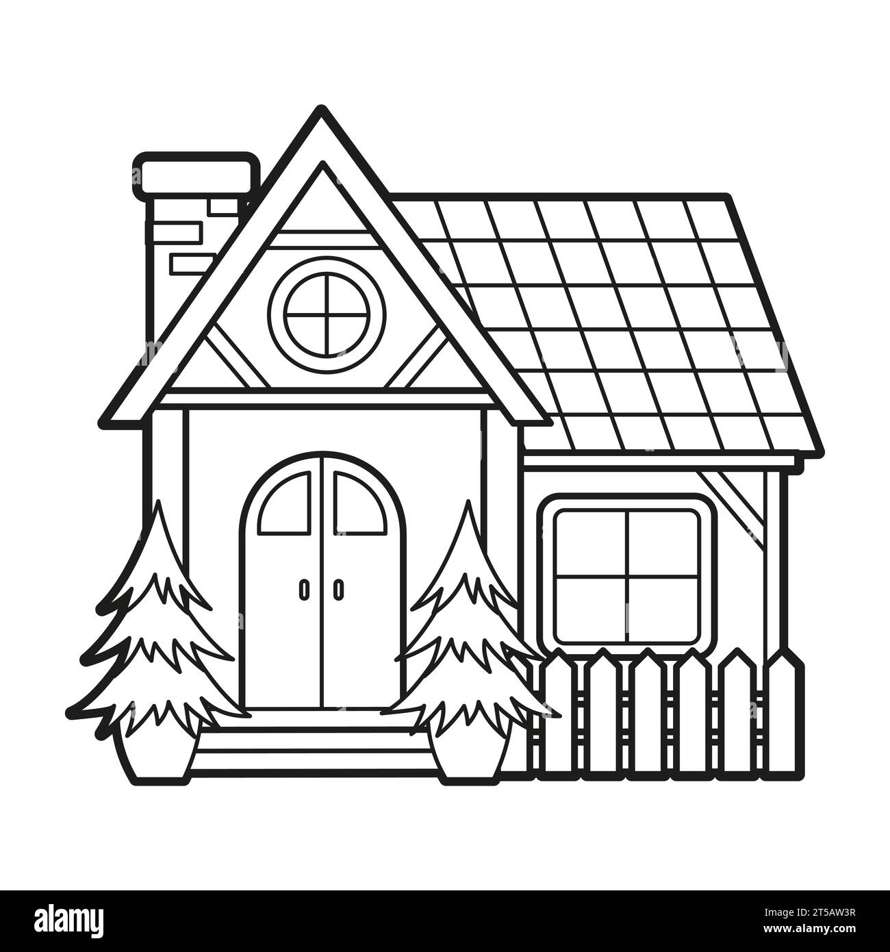 Vector coloring for children. Illustration of single thin house Stock ...
