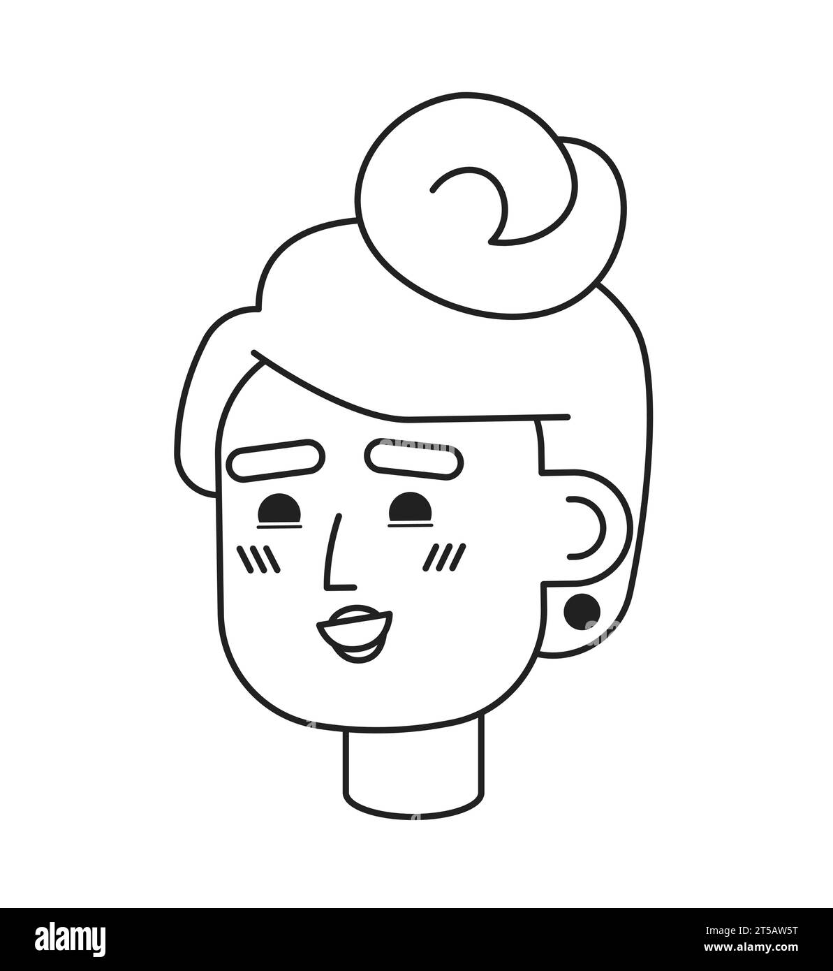 Smiling beautiful woman caucasian black and white black and white 2D ...