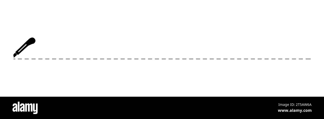 A clerical knife cuts the markup in the form of a dotted line. cut to ...