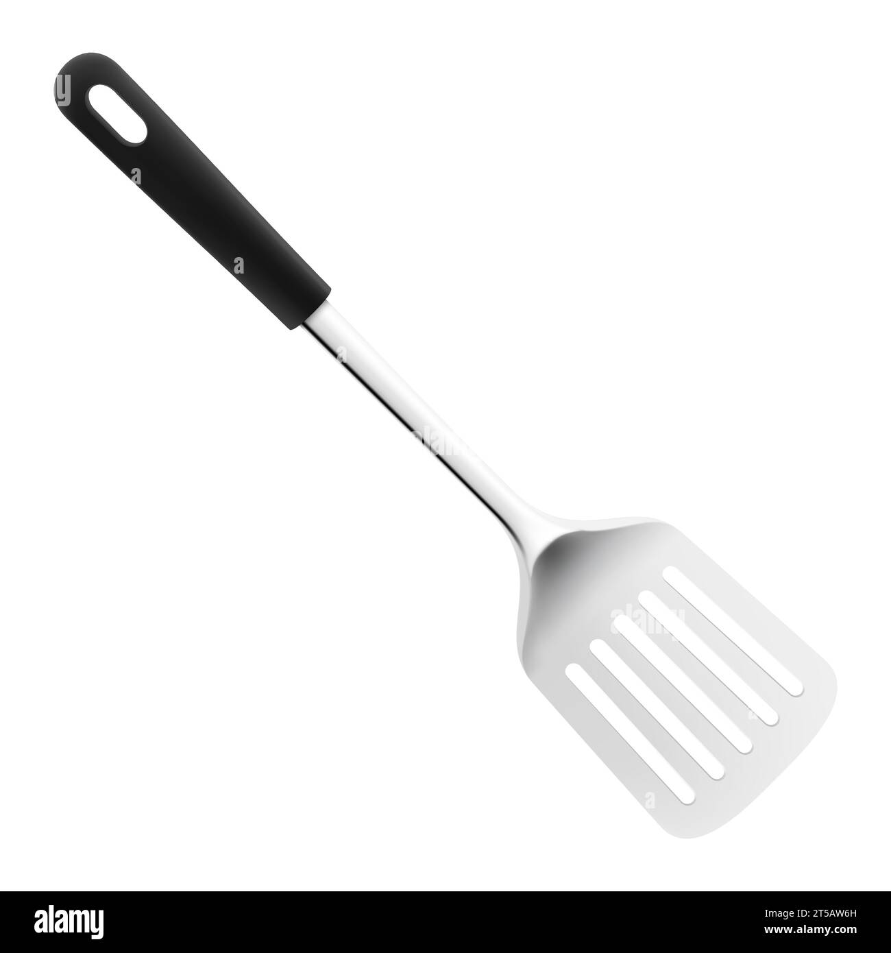 Kitchen Spatula Stainless steel isolated on white background. A silver ...
