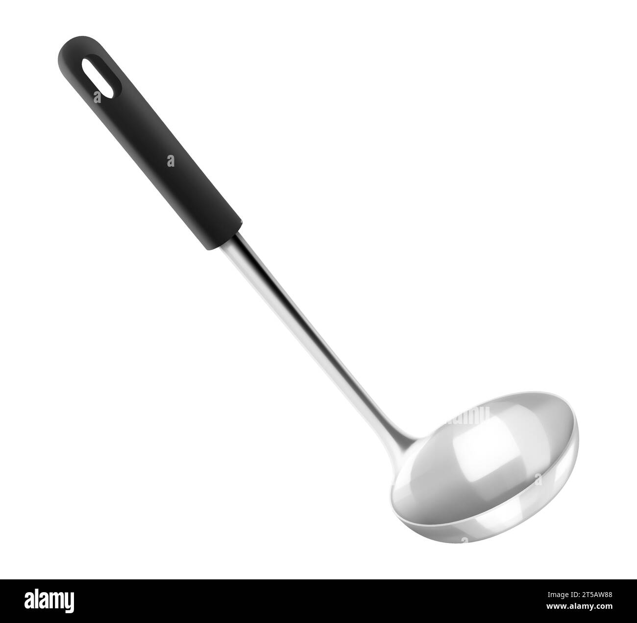 Silver metal soup ladle for first courses isolated on white background ...