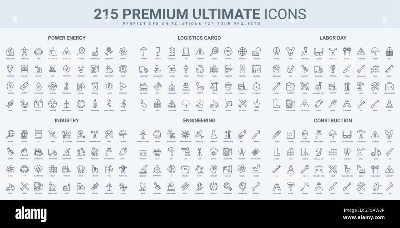 Power industry and energy, delivery and cargo, construction thin black ...