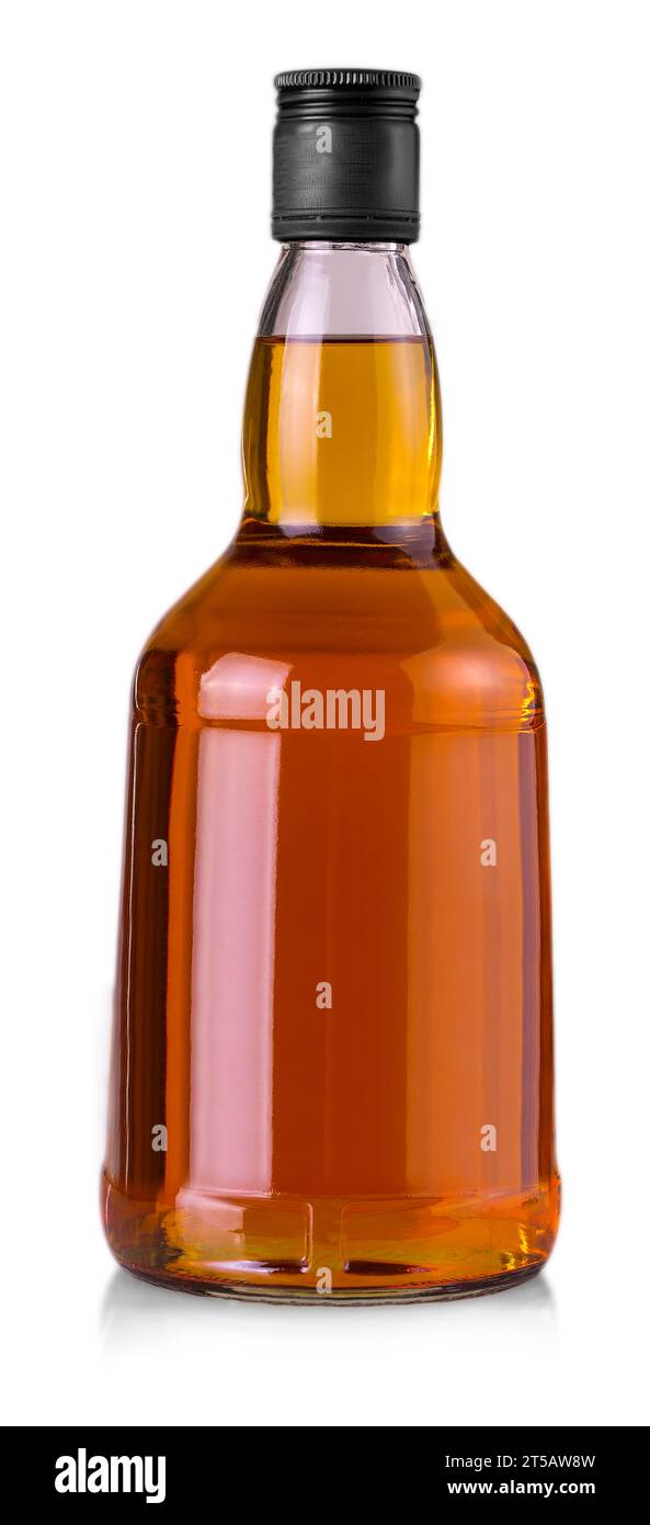 The Whiskey bottle isolated over a white background with clipping path ...