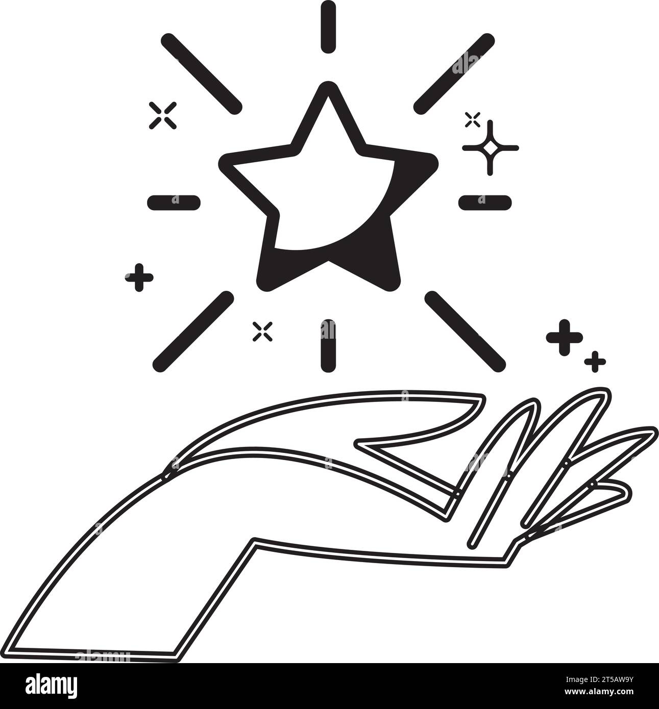 Isolated monochrome hand holding a star icon Vector Stock Vector Image ...