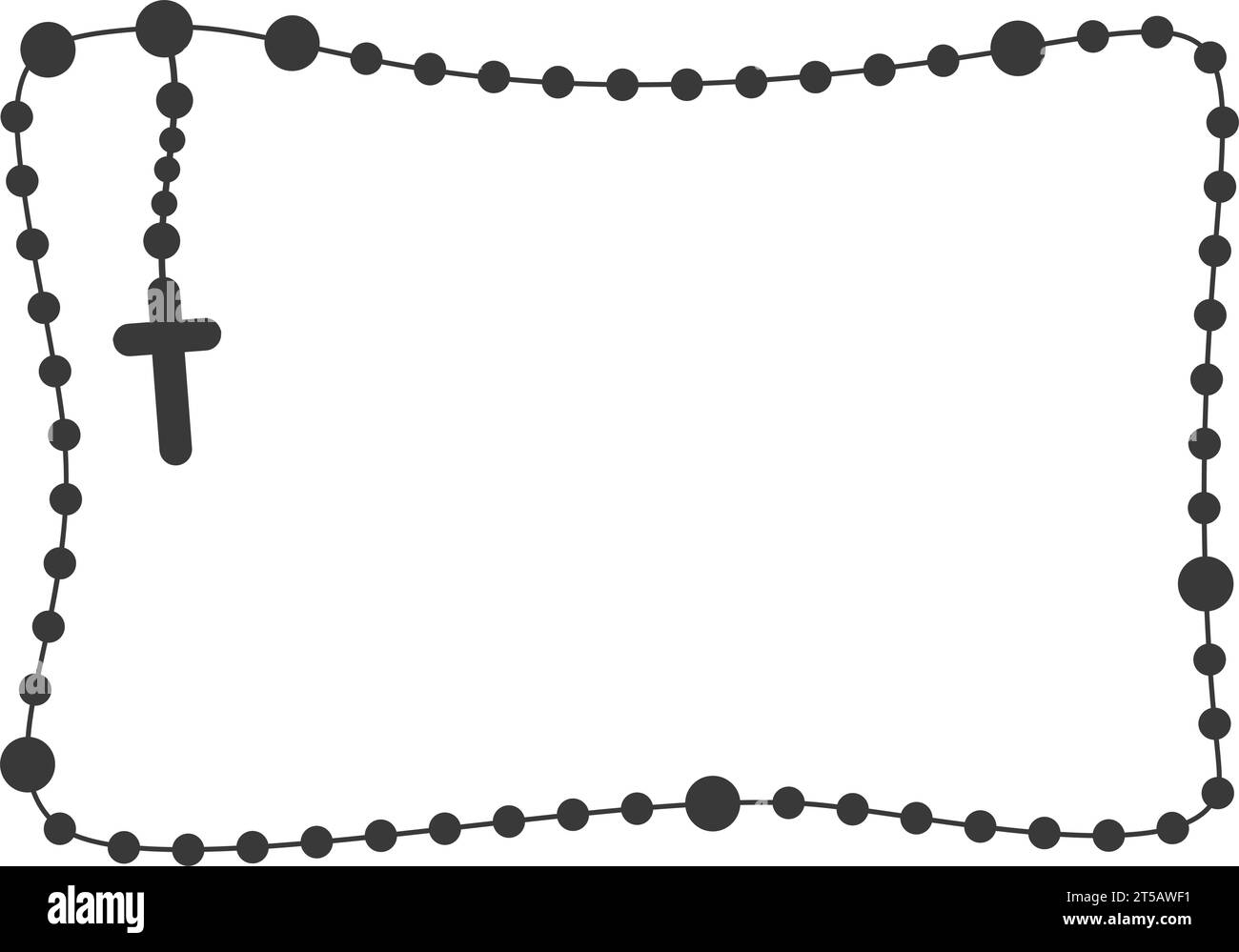 Rosary beads frame with copy space for text. Chain and cross. Religion ...