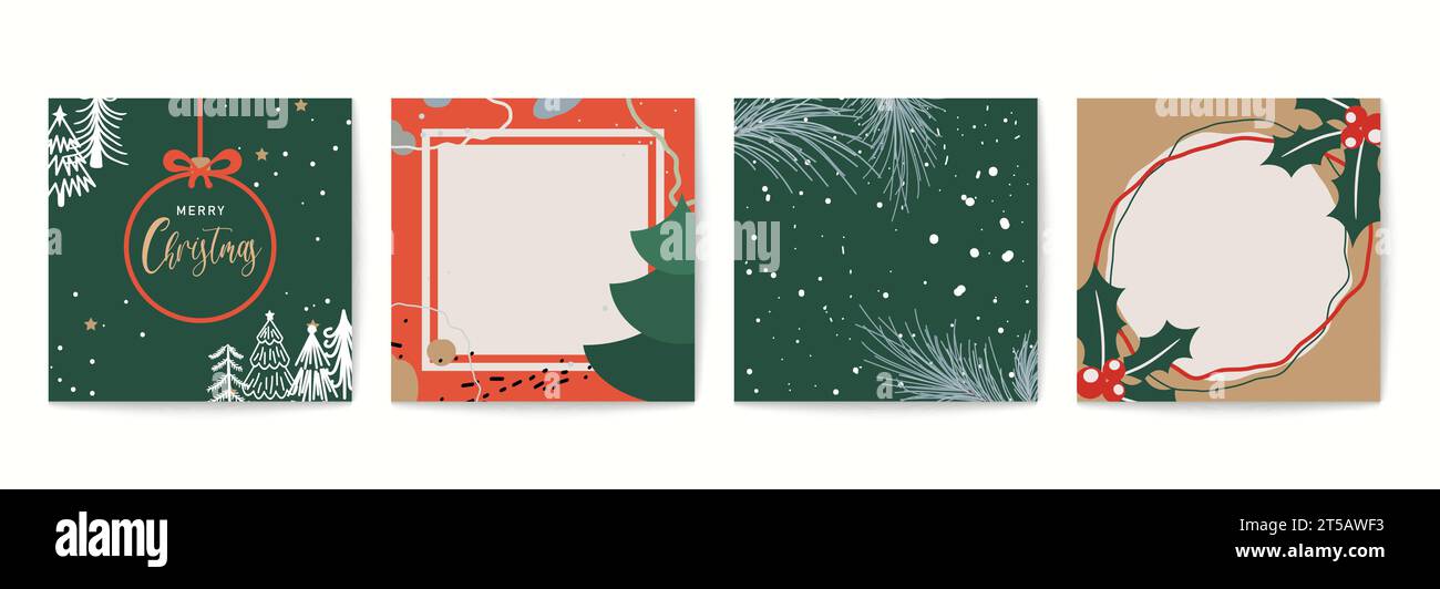 Christmas joy festive square covers design templates. New Year theme ...
