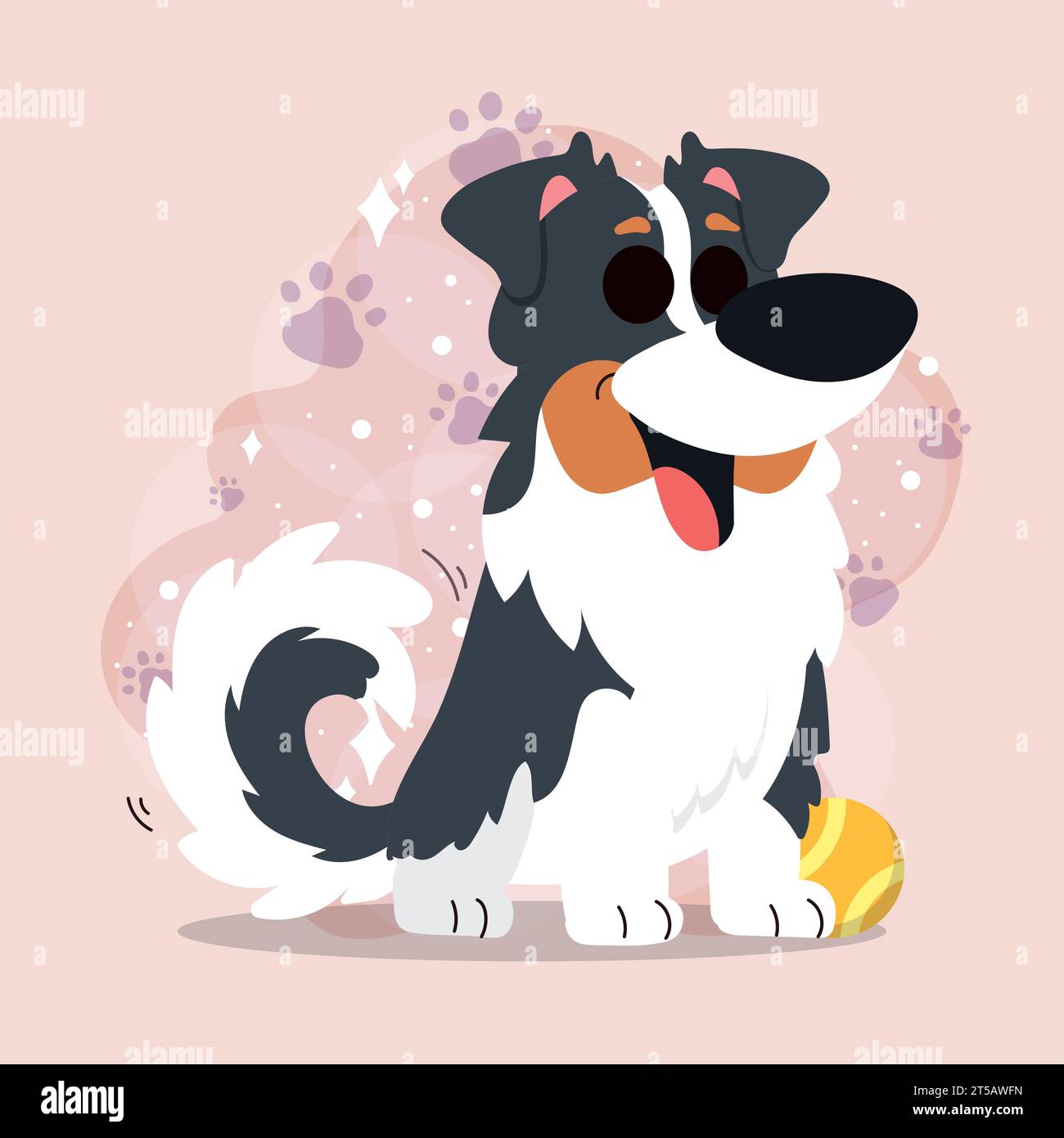 Cute happy border collie dog cartoon character Vector Stock Vector ...