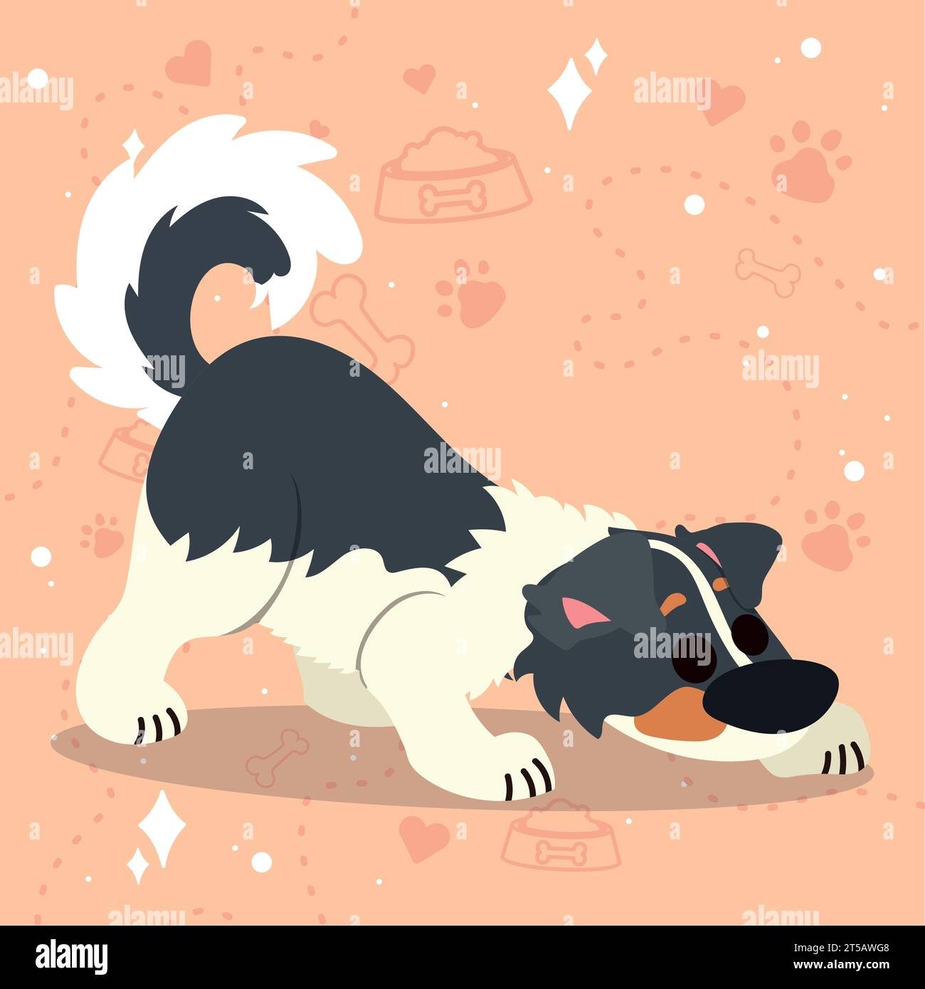 Cute sniffing border collie dog cartoon character Vector Stock Vector ...