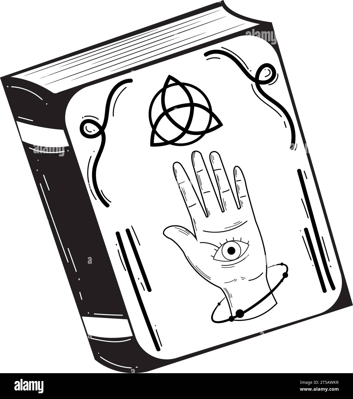 Isolated astrology book with hand symbol Esoterism sketch icon Vector ...