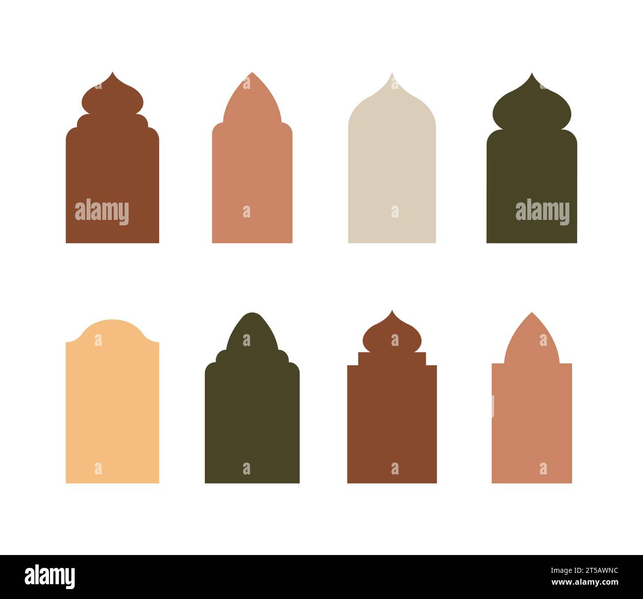 Islamic windows in oriental style. Set of arabic arches and doors in ...