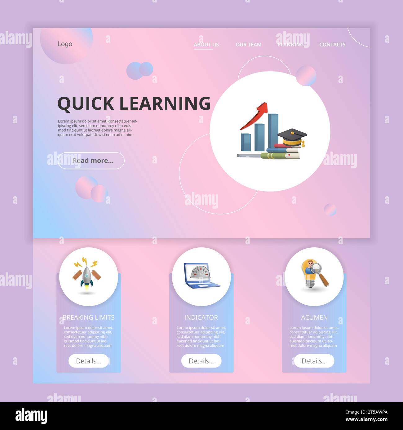 Quick learning flat landing page website template. Breaking limits, indicator, acumen. Web ...