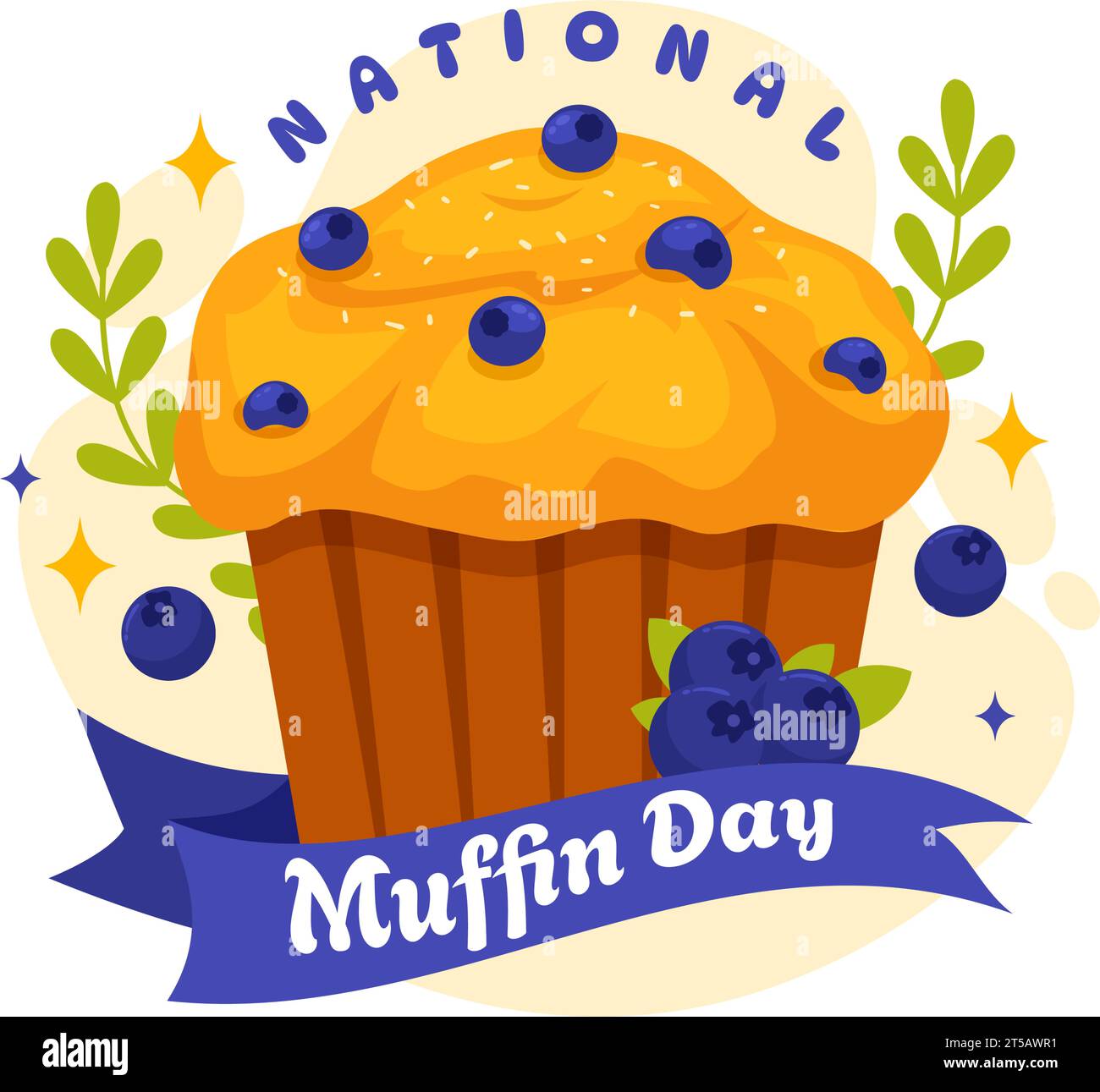 National Muffin Day Vector Illustration on February 20th with Chocolate ...