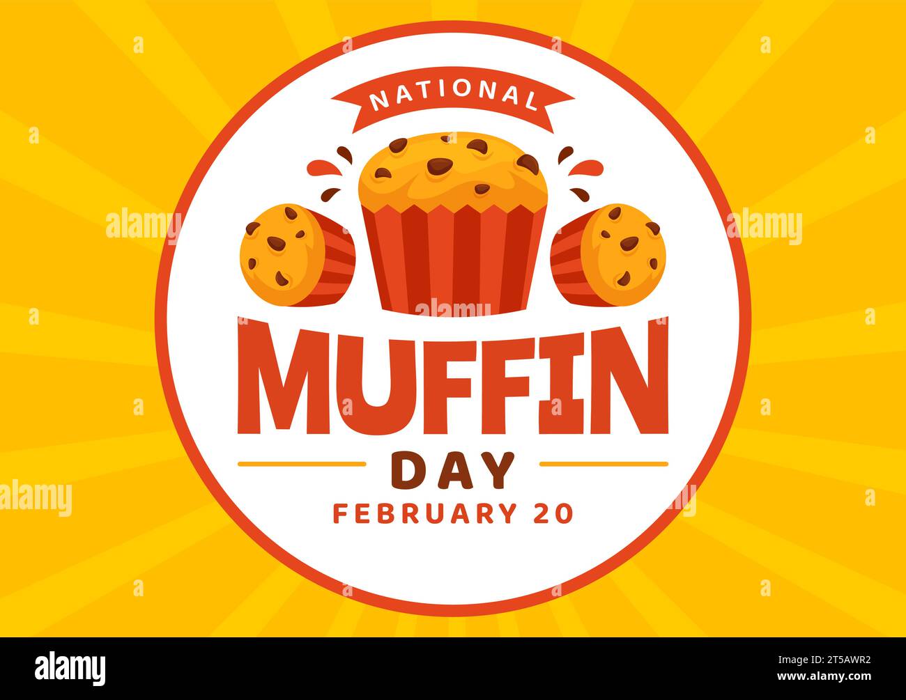 National Muffin Day Vector Illustration on February 20th with Chocolate ...