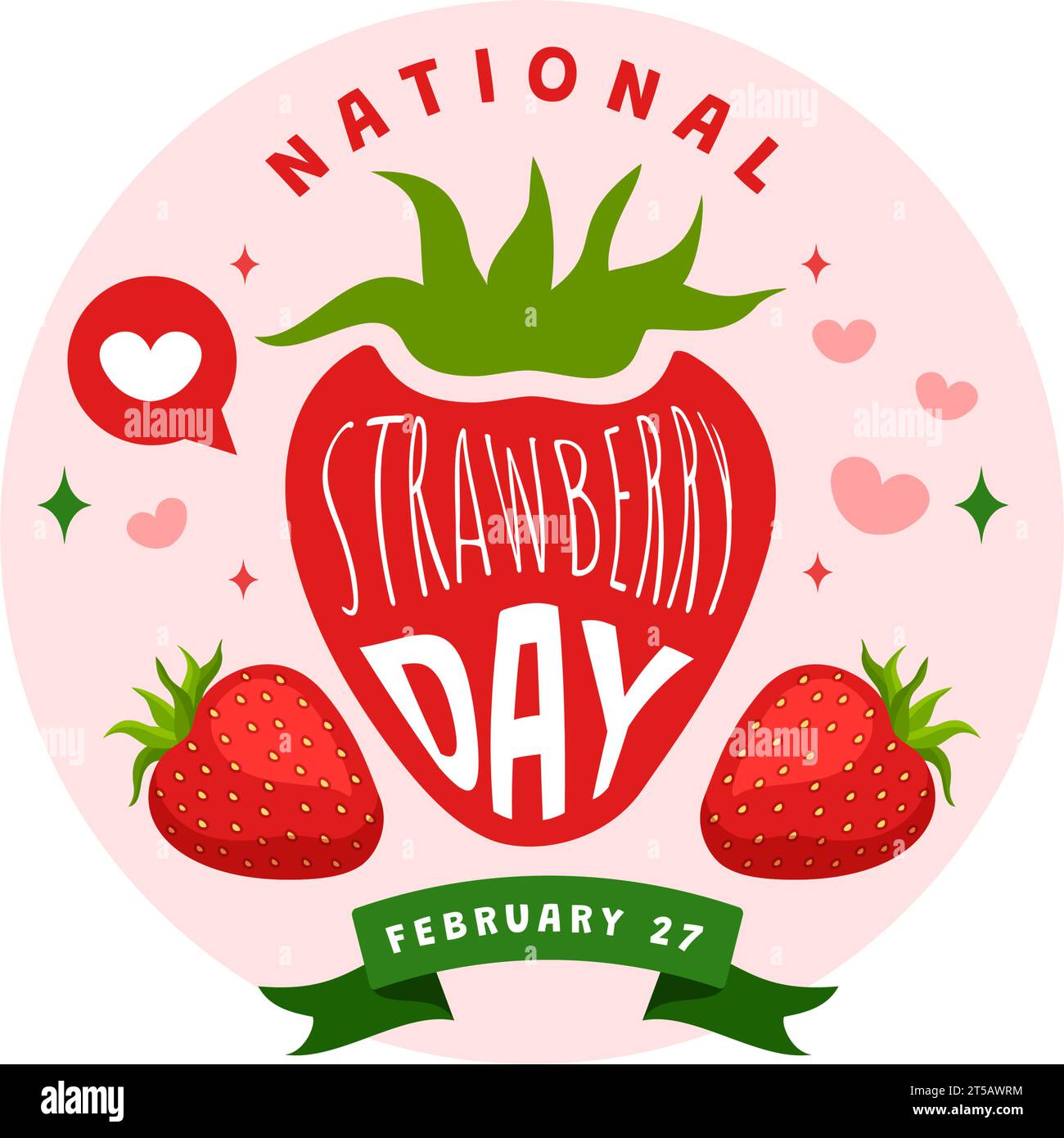National Strawberry Day Vector Illustration on February 27 to Celebrate ...