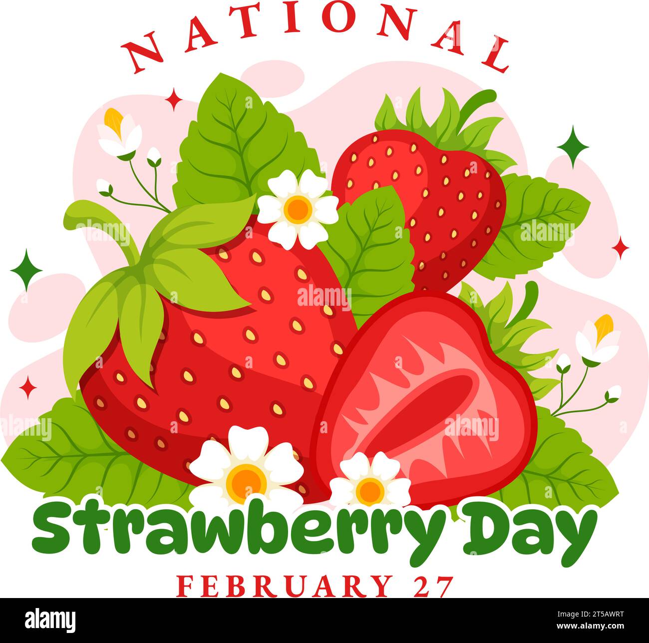 National Strawberry Day Vector Illustration on February 27 to Celebrate ...