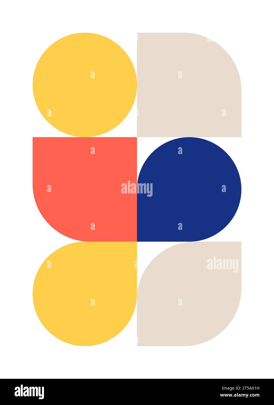 Trendy bauhaus pattern poster. Vector geometric color shapes in blue ...