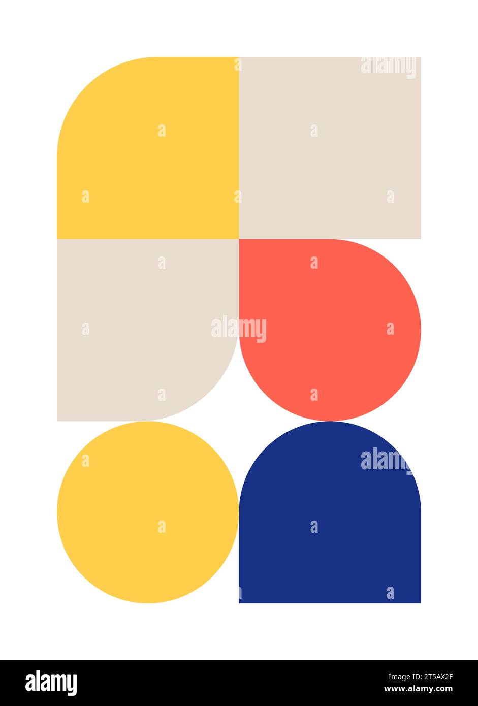 Trendy bauhaus pattern poster. Vector geometric color shapes in blue ...