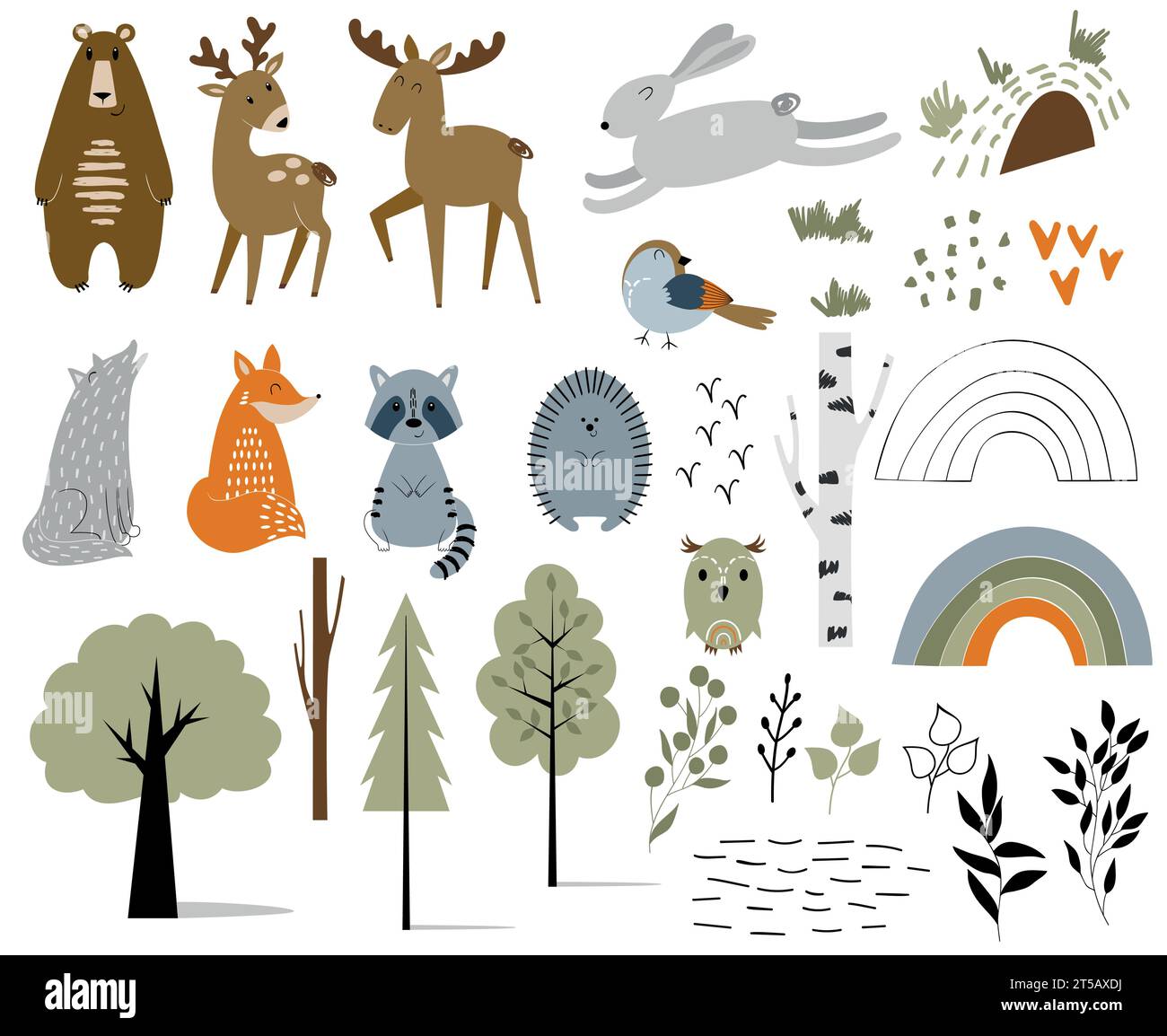 Woodland Animals Set Stock Vector Image & Art - Alamy
