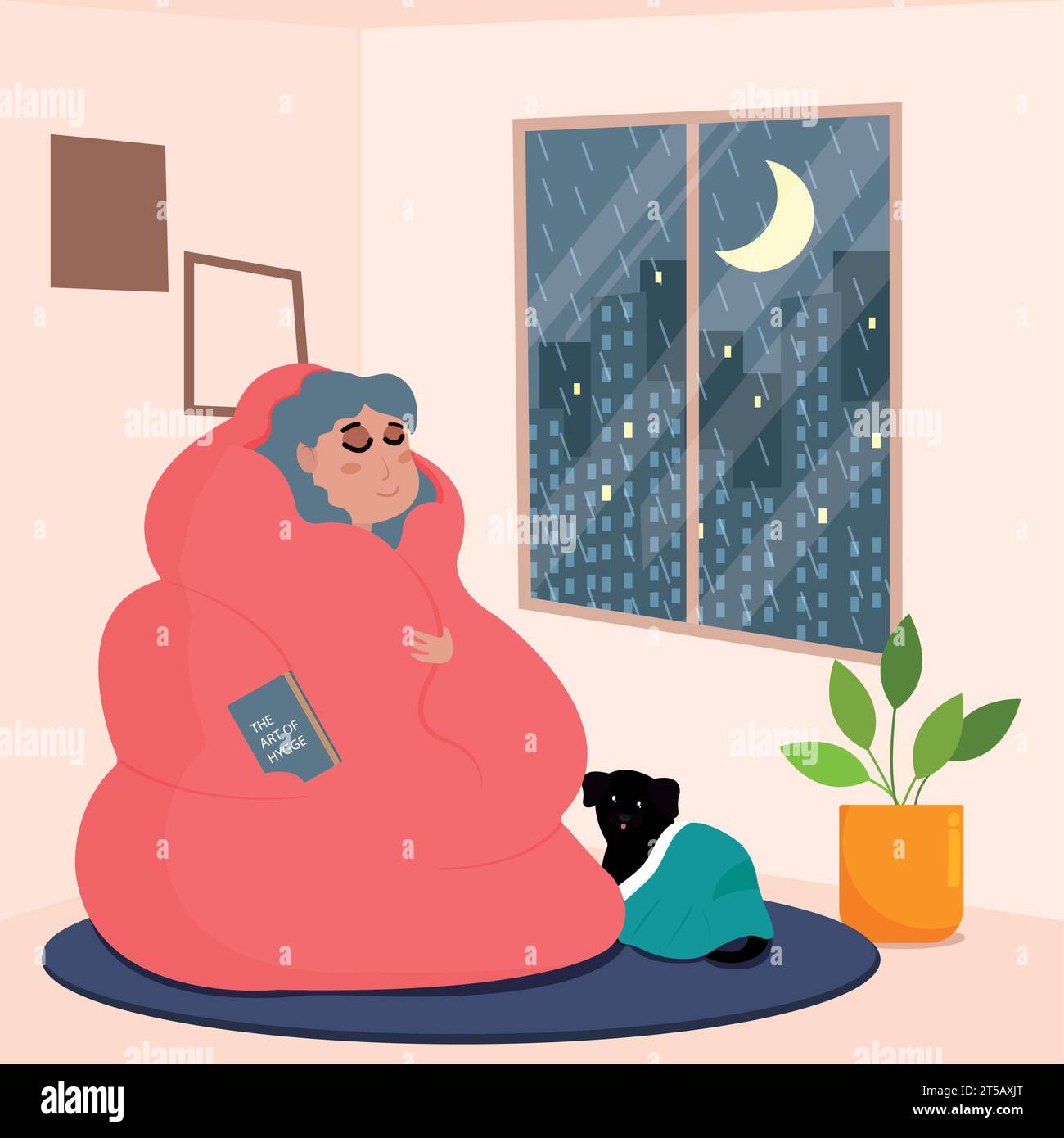 Warm living room hygge Stock Vector Images - Alamy