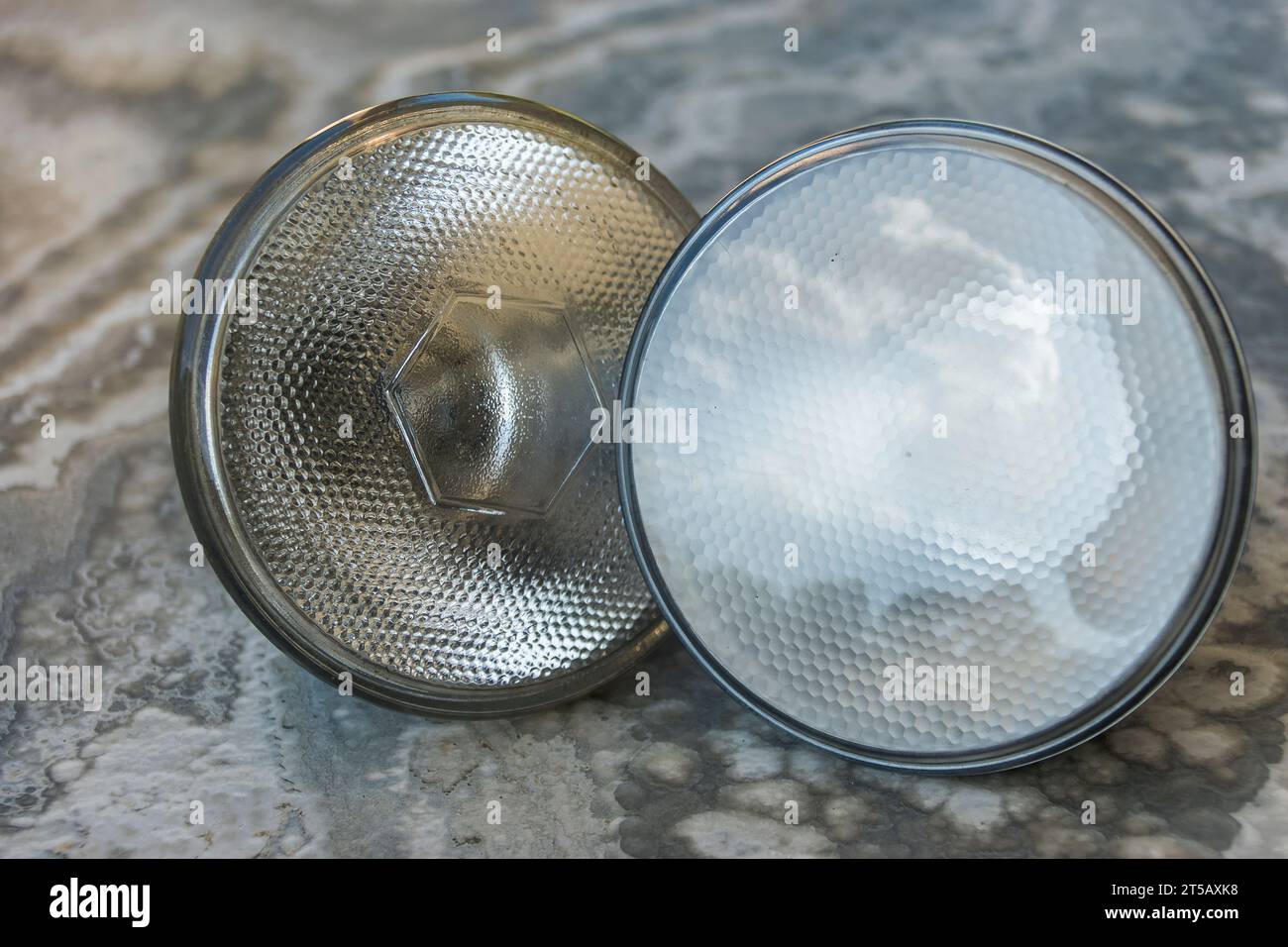 New plastic 15W LED and 20 year old metal and glass 120W outdoor ...