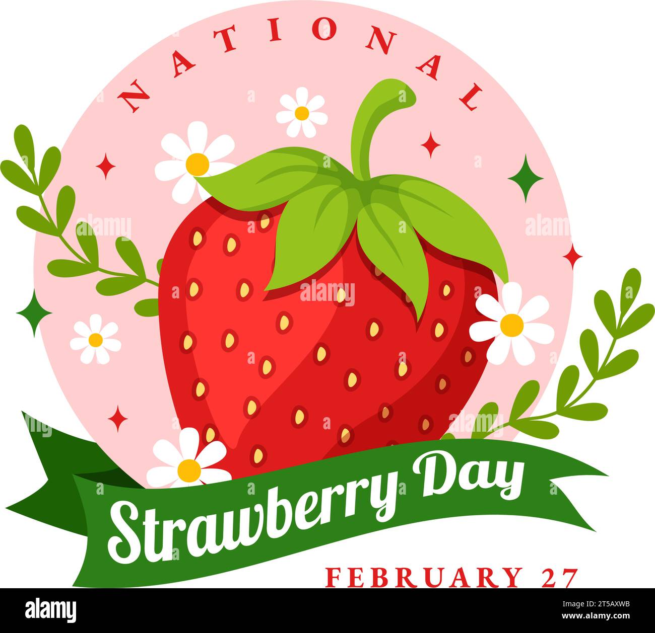 National Strawberry Day Vector Illustration on February 27 to Celebrate ...