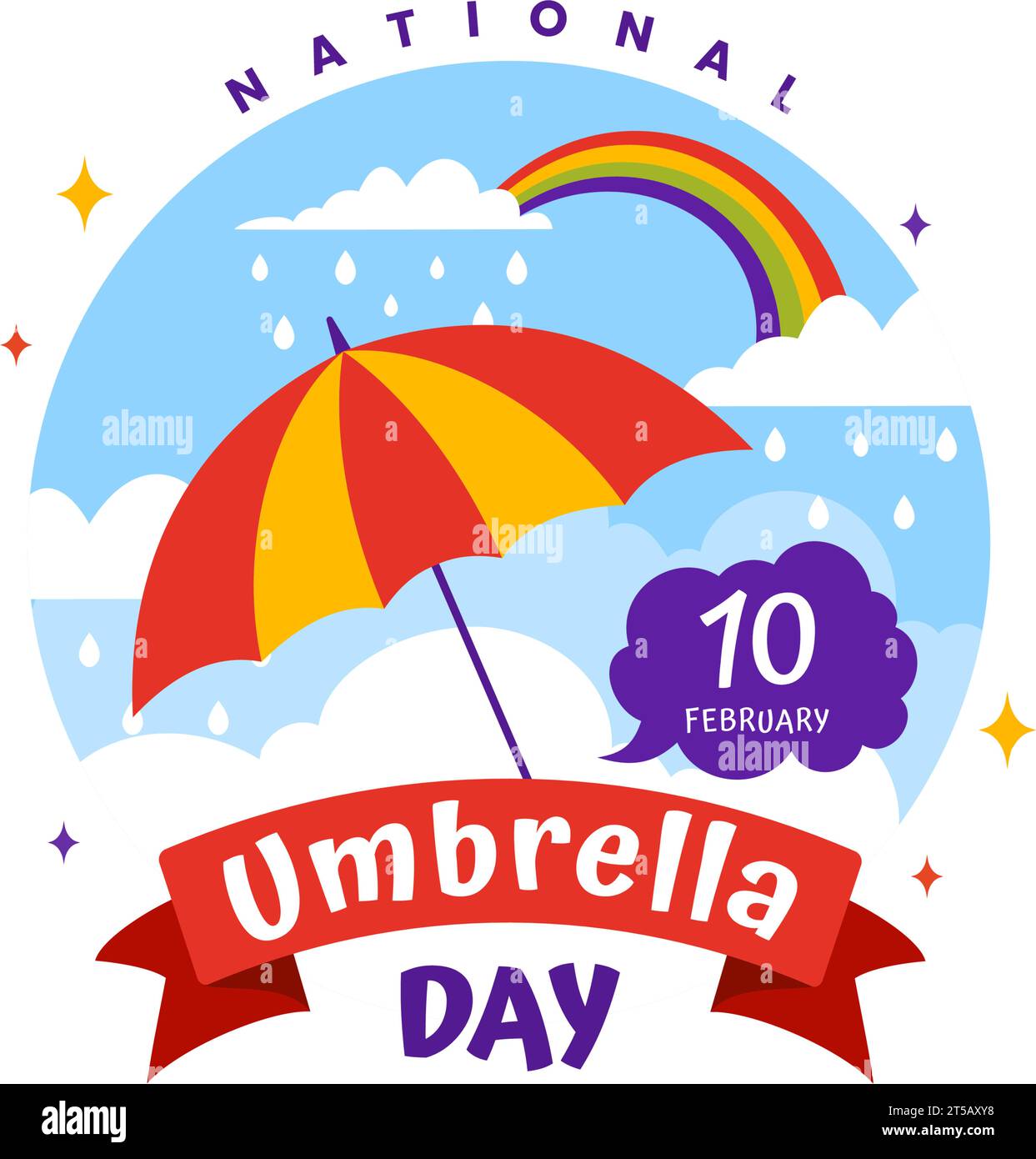 National Umbrella Day Vector Illustration on 10 February with Umbrellas ...