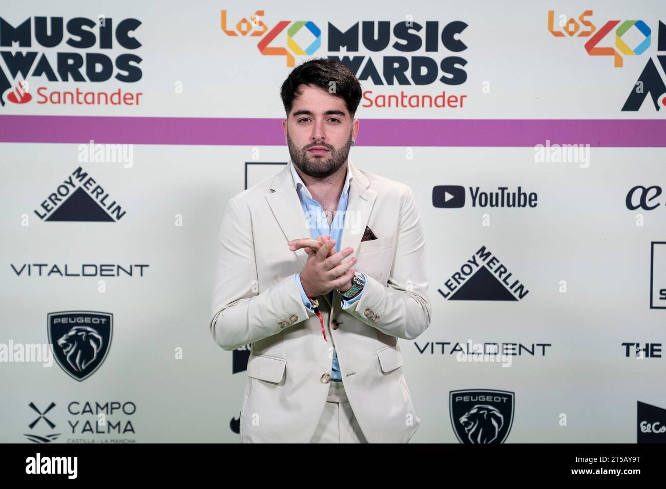 Singer Chema Rivas poses during the photocall of the 40 Music Awards ...