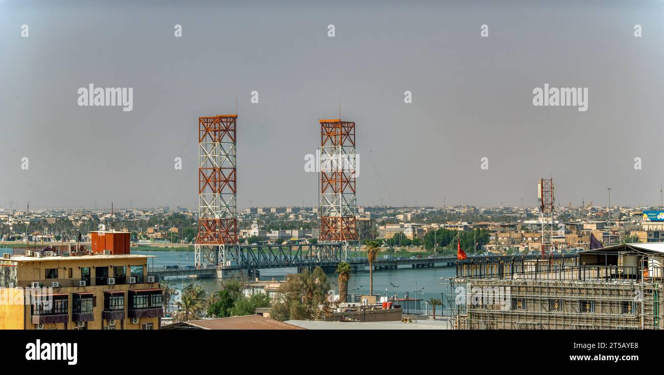 View of towers of new bridge in Basra Stock Photo - Alamy