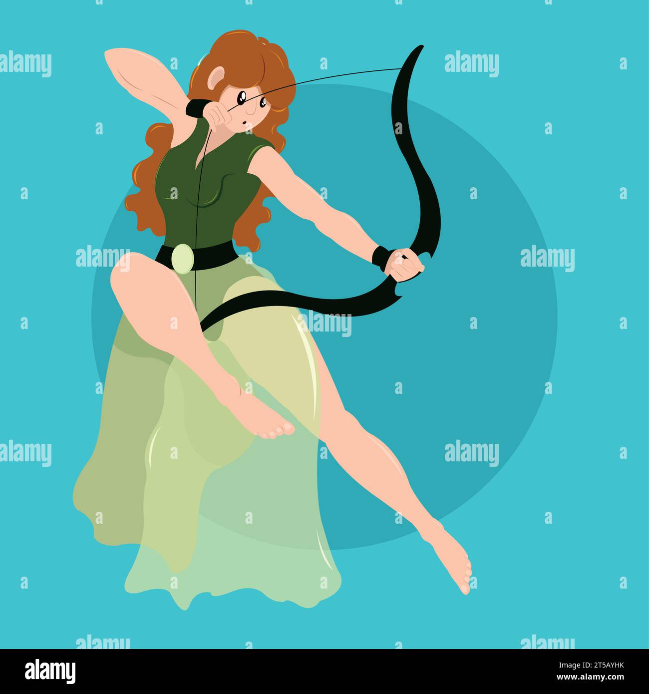 Isolated cute female archer medieval character Vector Stock Vector ...