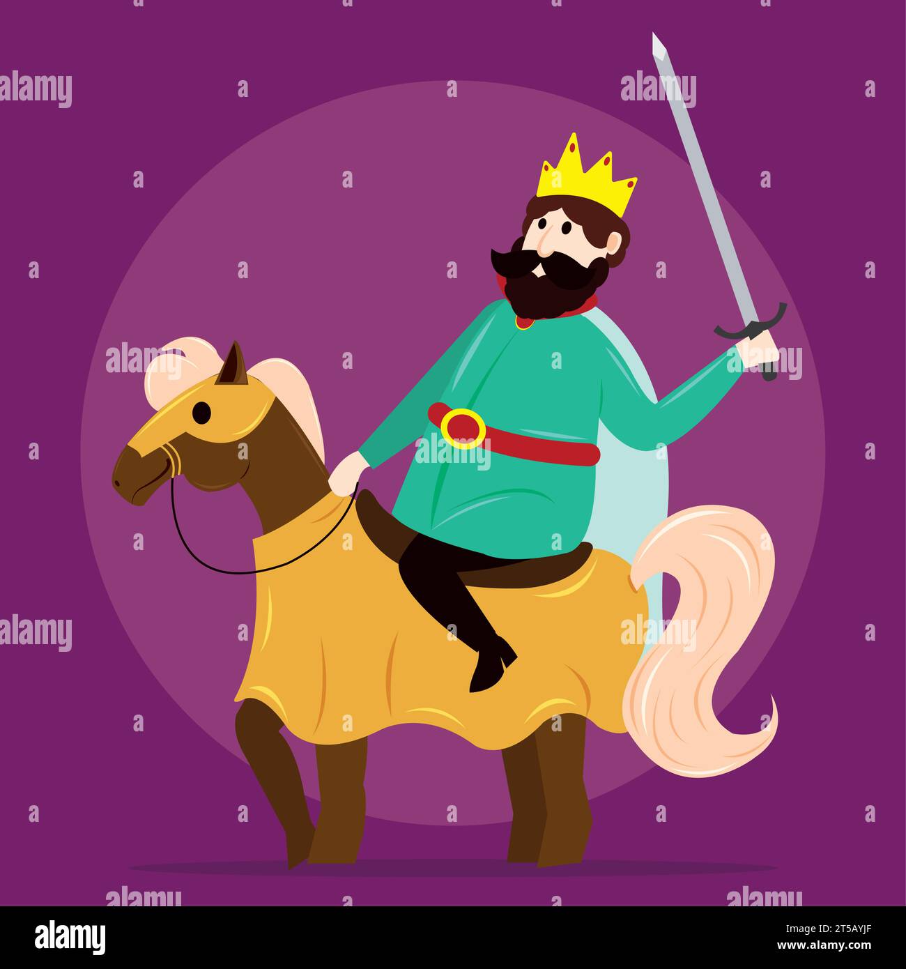 Isolated cute king medieval character on horse Vector Stock Vector ...
