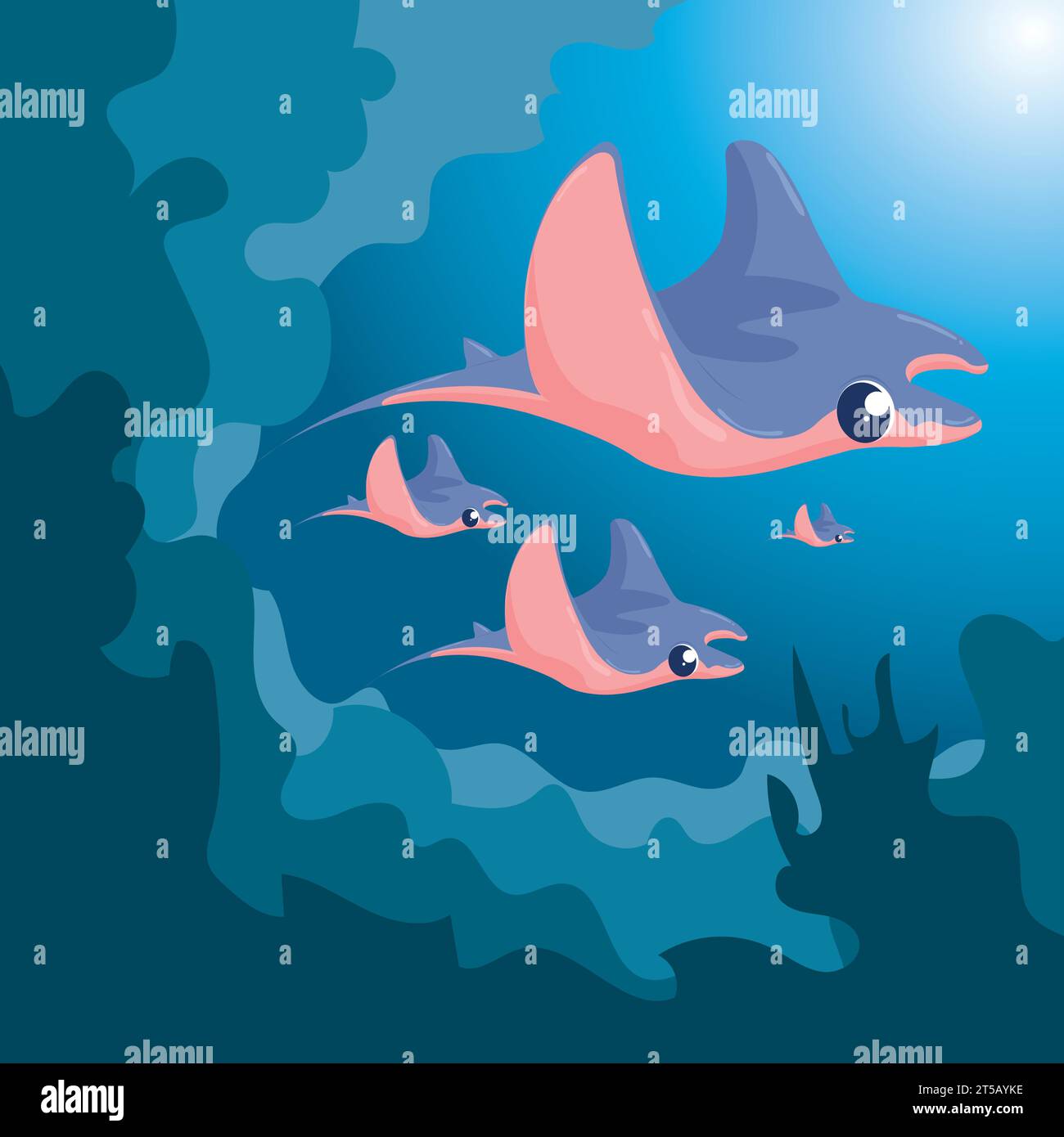 Group of sea rays swimming on the ocean Vector Stock Vector Image & Art ...
