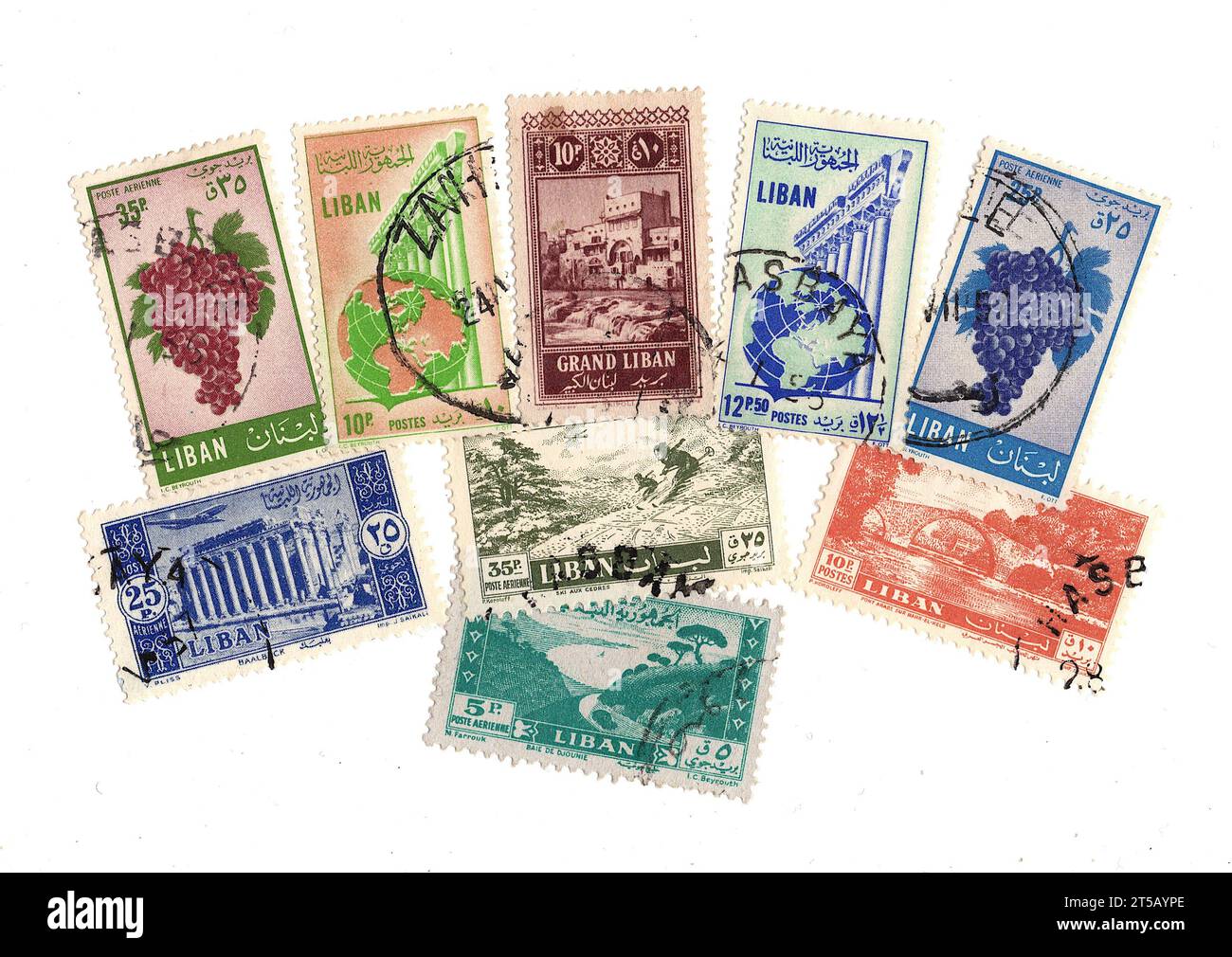 Vintage postage stamps from Liban isolated on a white background Stock ...