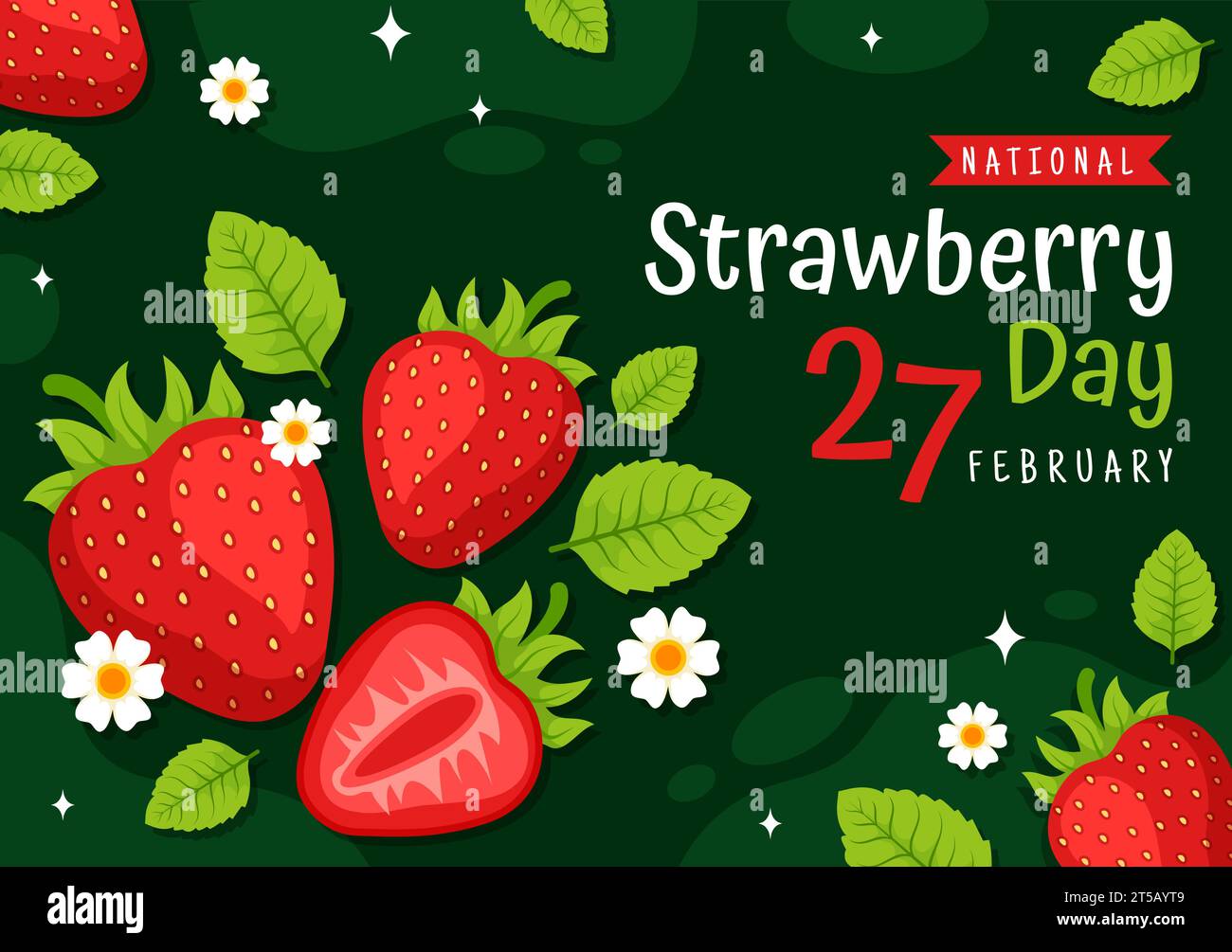 National Strawberry Day Vector Illustration on February 27 to Celebrate ...