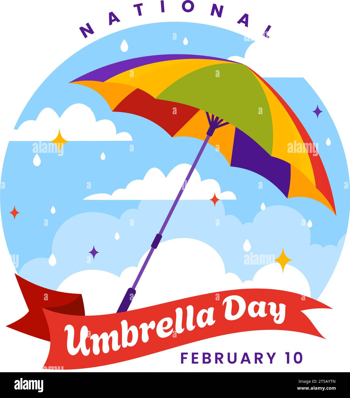 National Umbrella Day Vector Illustration on 10 February with Umbrellas ...
