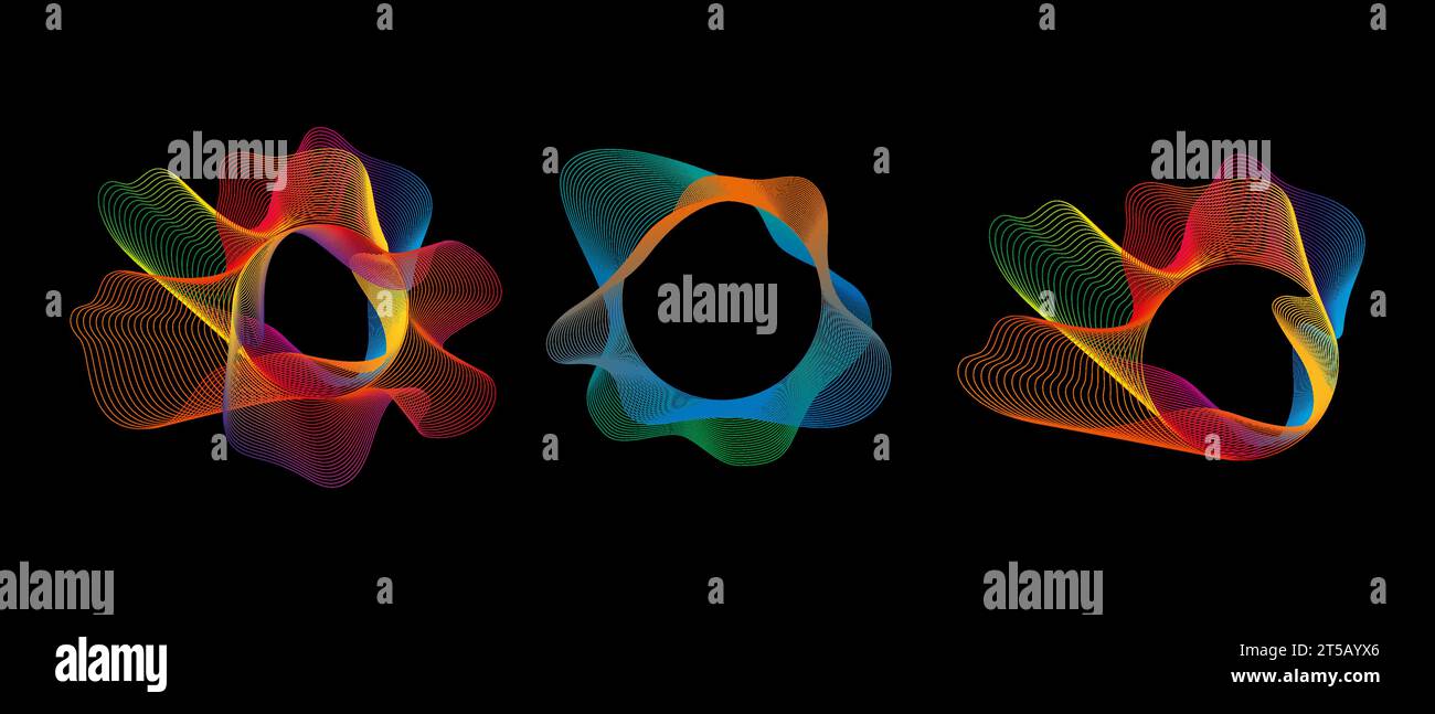 Sound smooth waves of shapes of different shapes, Set Equalizer rainbow ...