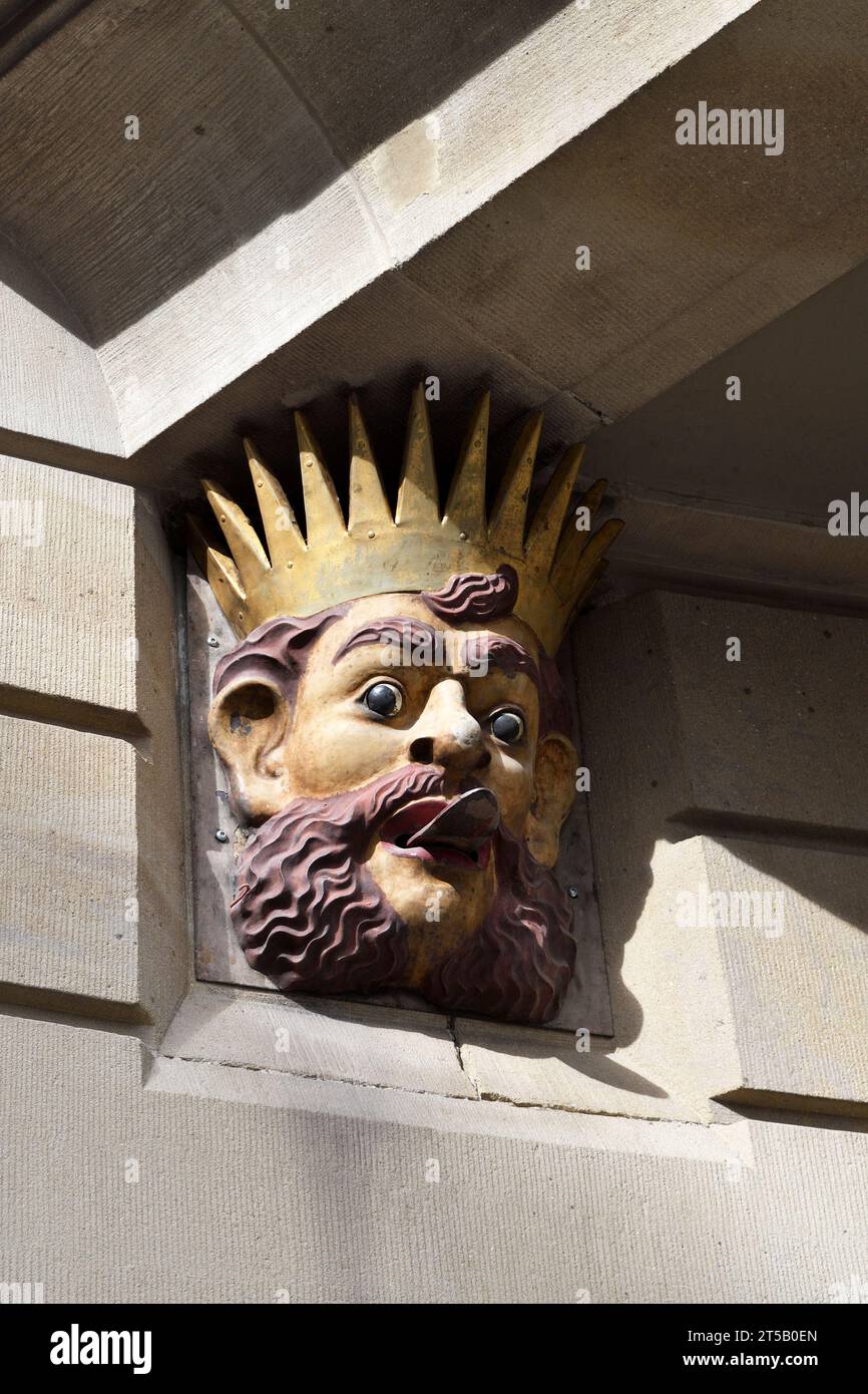 mechanical face;by middle bridge;tongue king;greater basel; switzerland ...