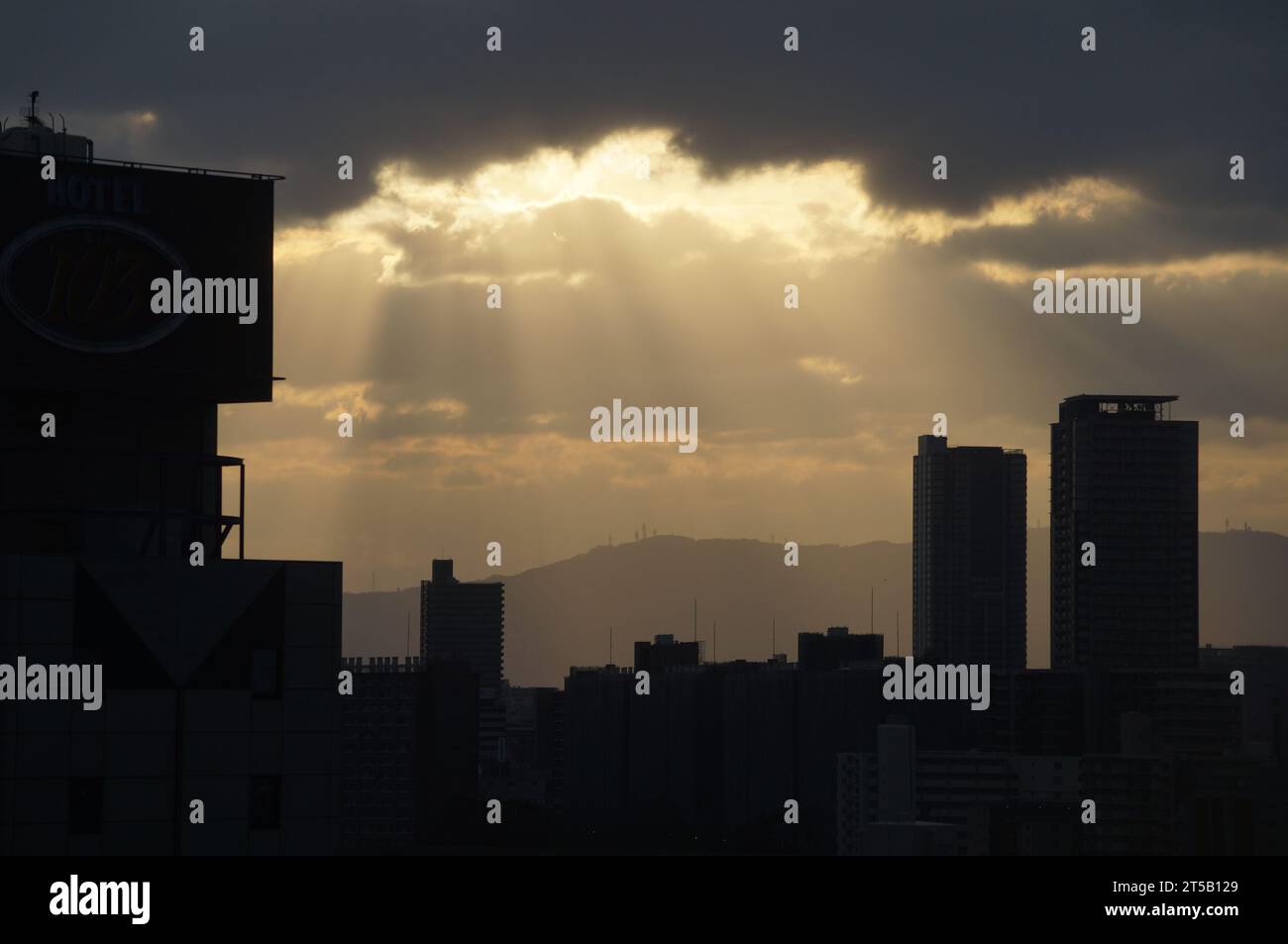 Osaka city skyline sunset Stock Photo - Alamy