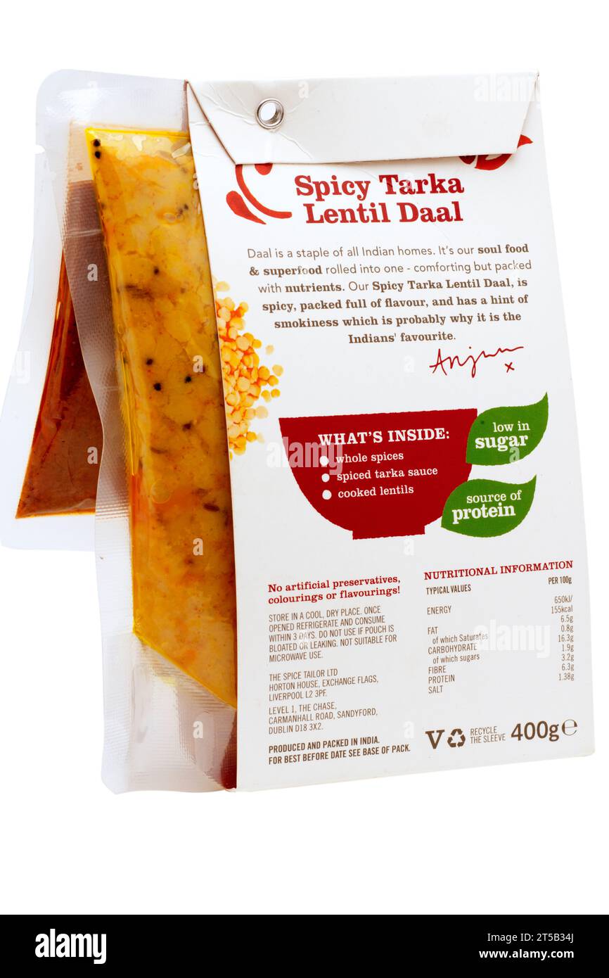 400gr Pack of The Spice Tailor Classic Lentil Tarka Daal 3 Simple Steps ...