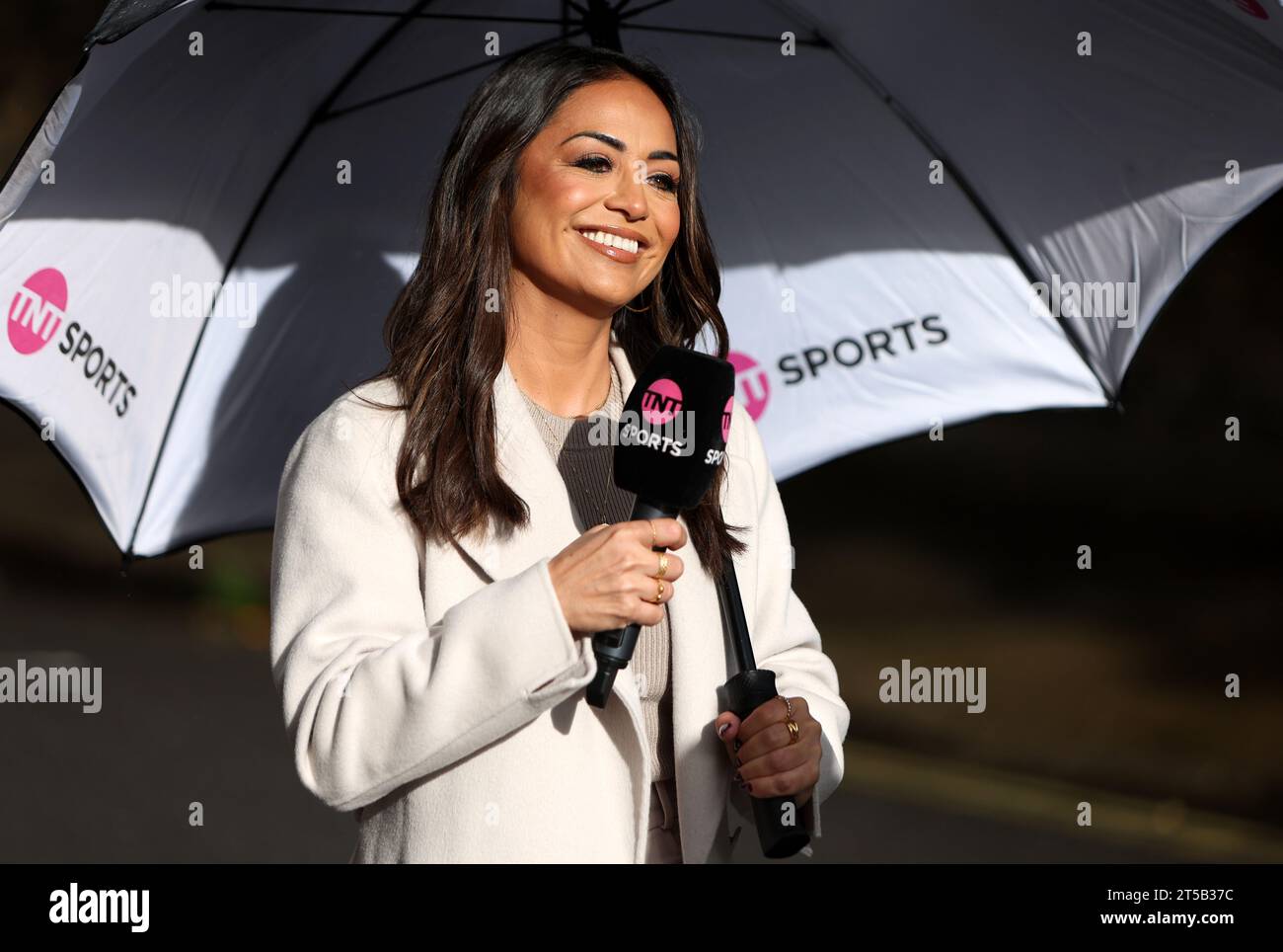TNT Sports presenter Jules Breach prior to the Premier League match at ...