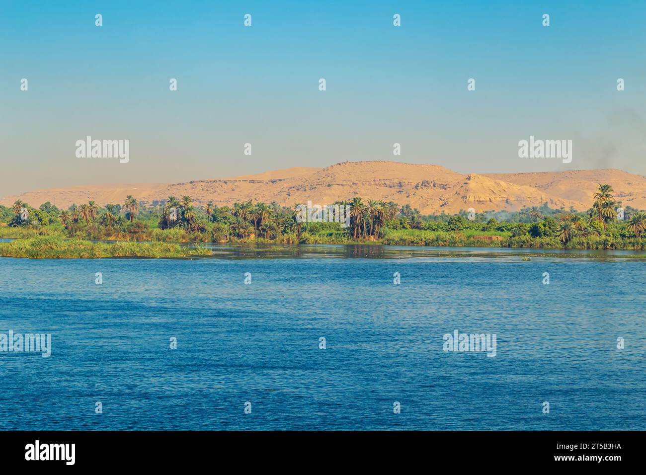 Picturesque scenery of the Nile River. Cruise on the Nile. View of the ...