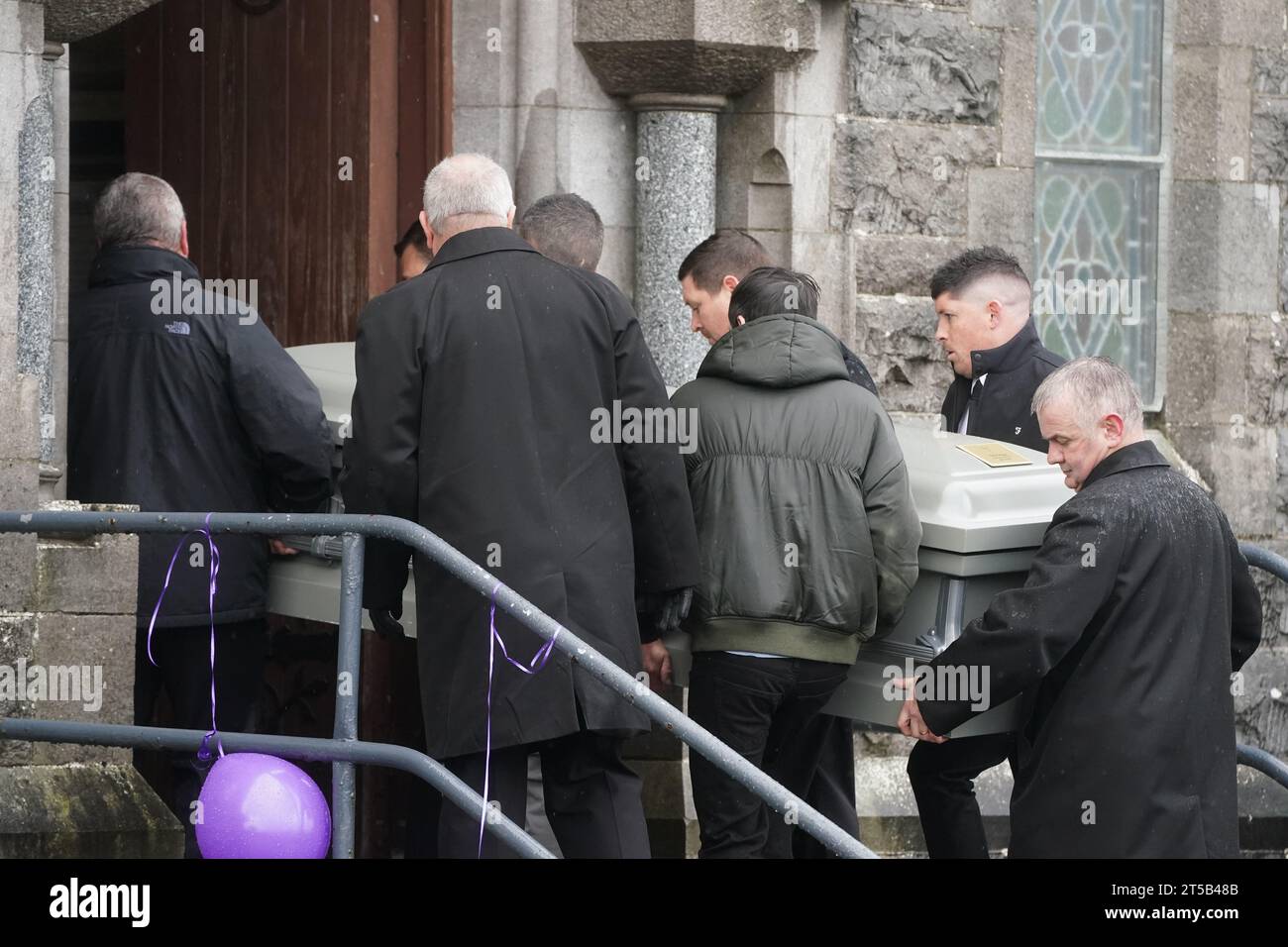The coffin of Denise Morgan is carried into the Church of the ...